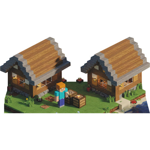 Wet Paint Printing SP13375 Video Game Gold Mine Pixel Crafting House Home Landscape Cardboard ...
