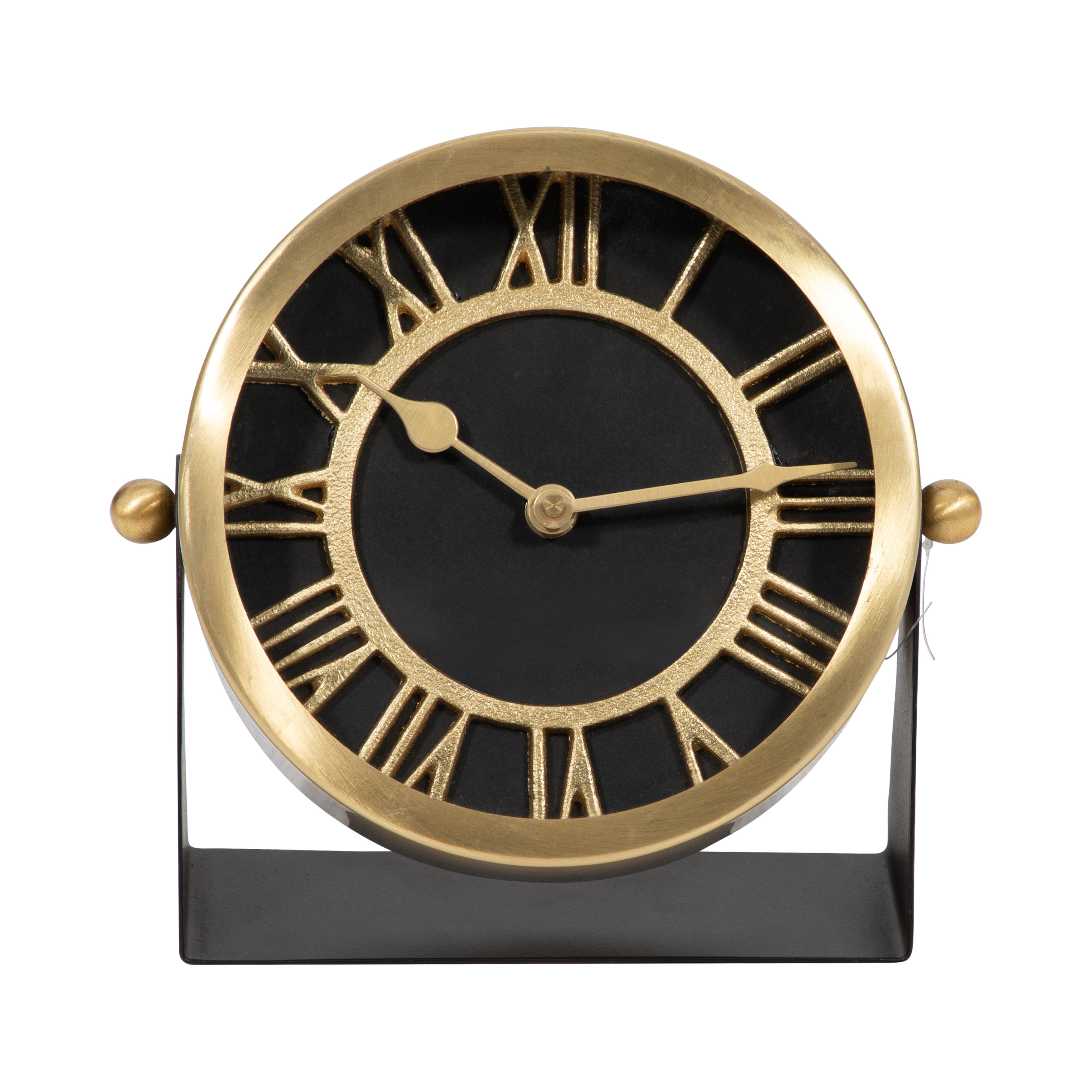 Everly Quinn Metal Table Clock Gold Black, Round, Solid Color ...