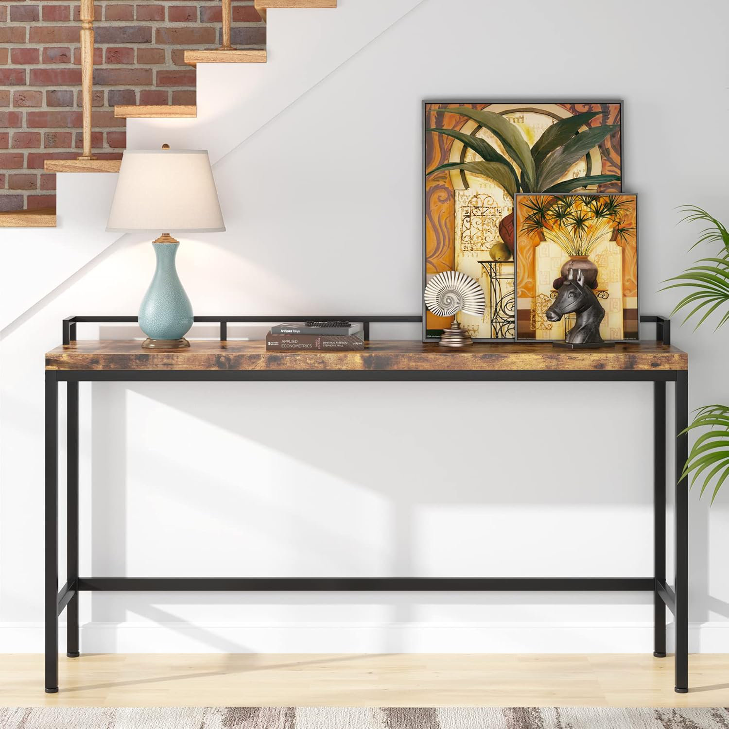 17 Stories Industrial Rustic Console Table For Sofa, Long Narrow ...
