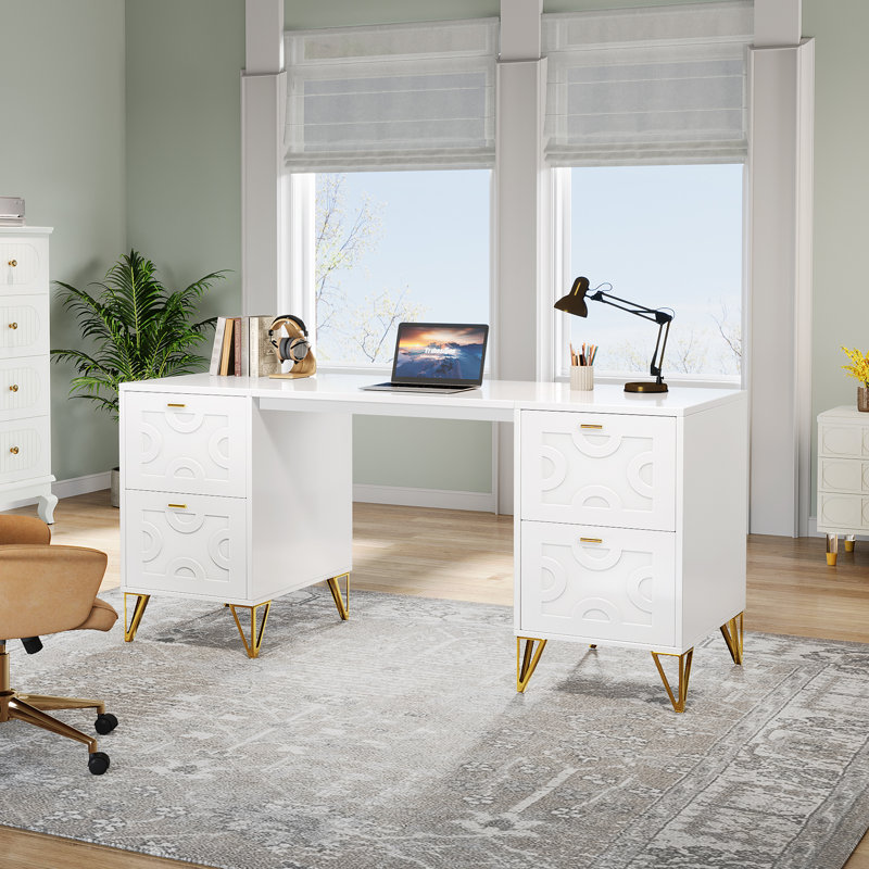 Mercer41 59''Computer Desk with File Drawers | Wayfair