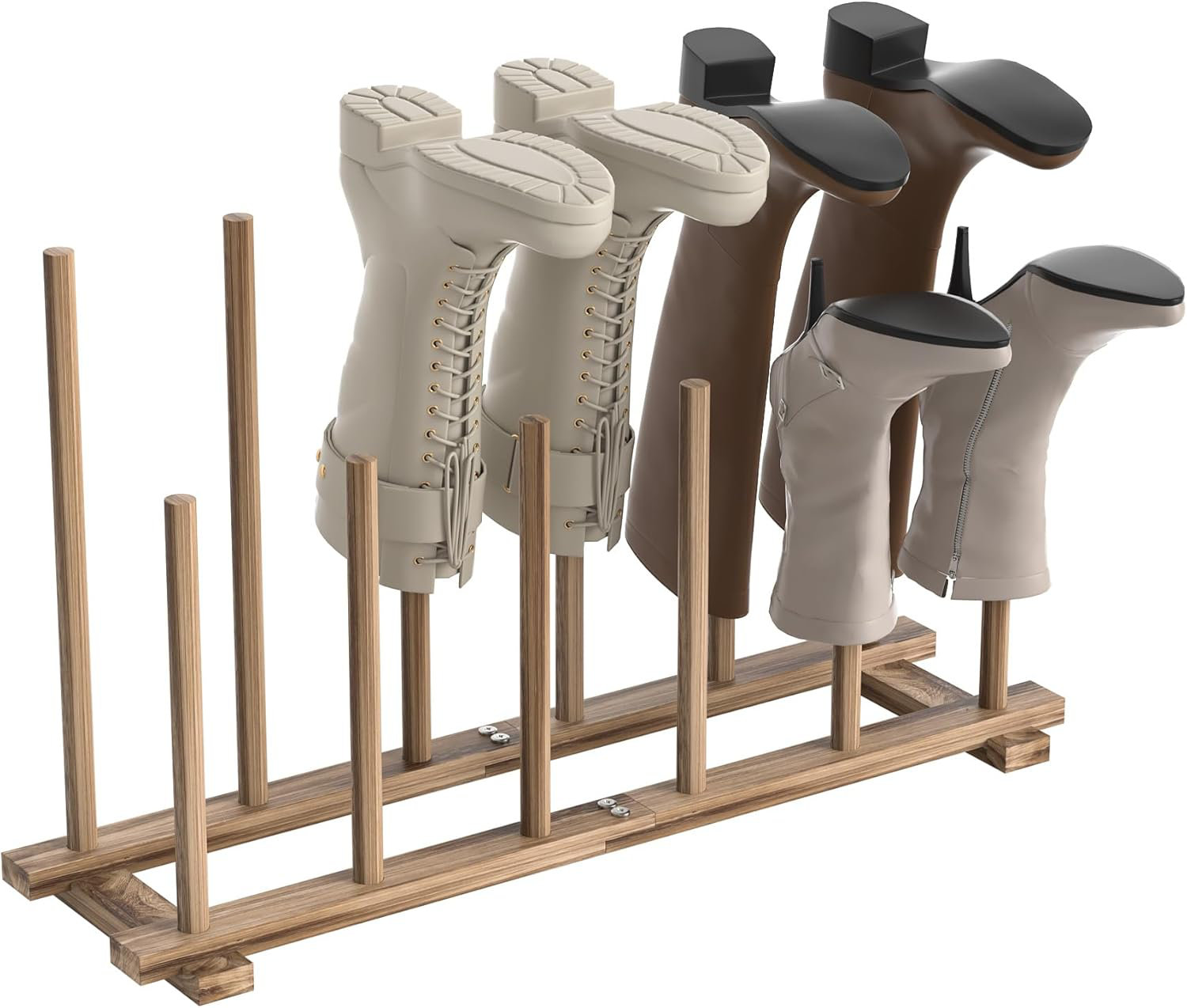 Rebrilliant Free Standing Shoe Rack For Tall Boots Wooden Boot Rack ...
