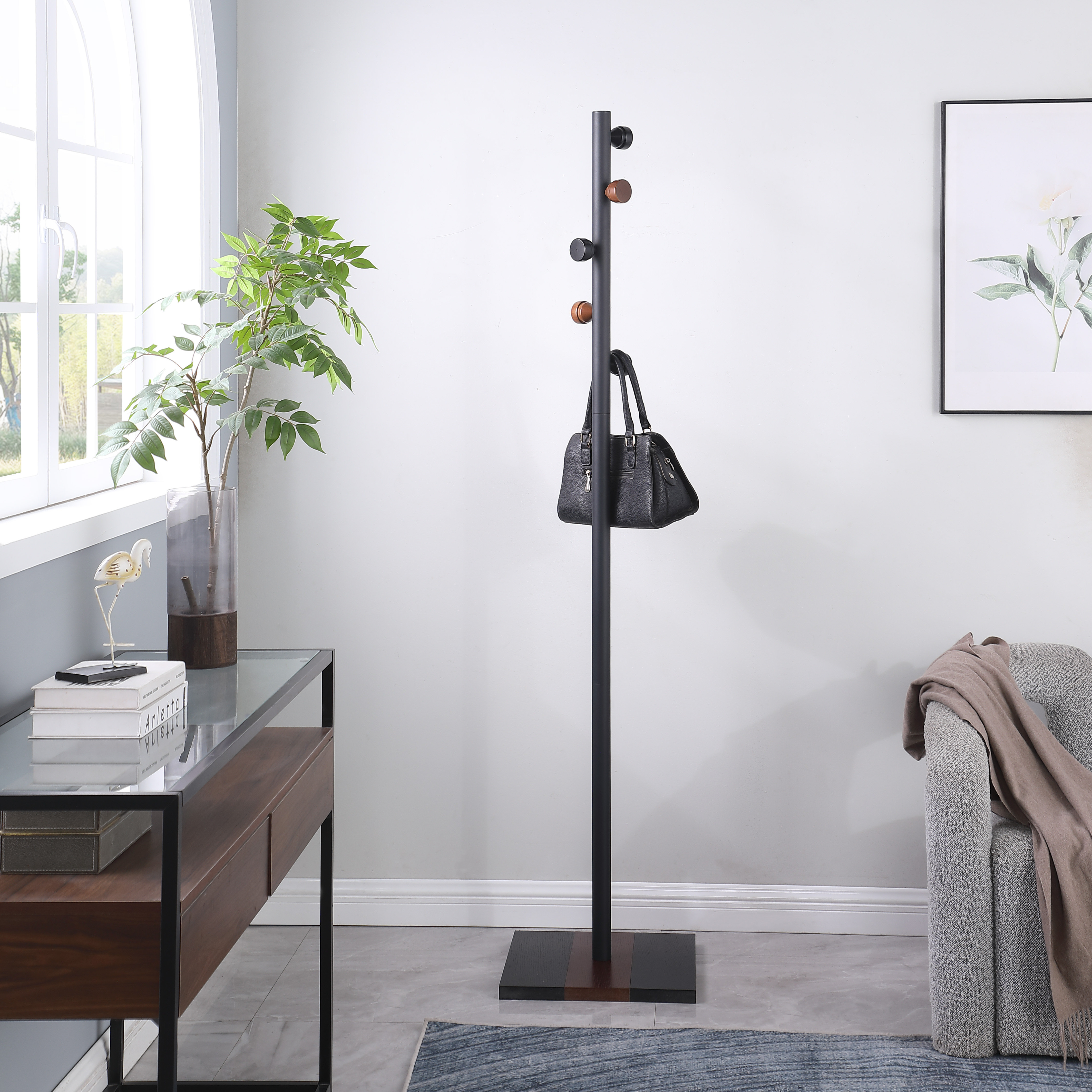 Latitude Run® Nasheed Metal Freestanding 5 - Hook Coat Rack | Wayfair
