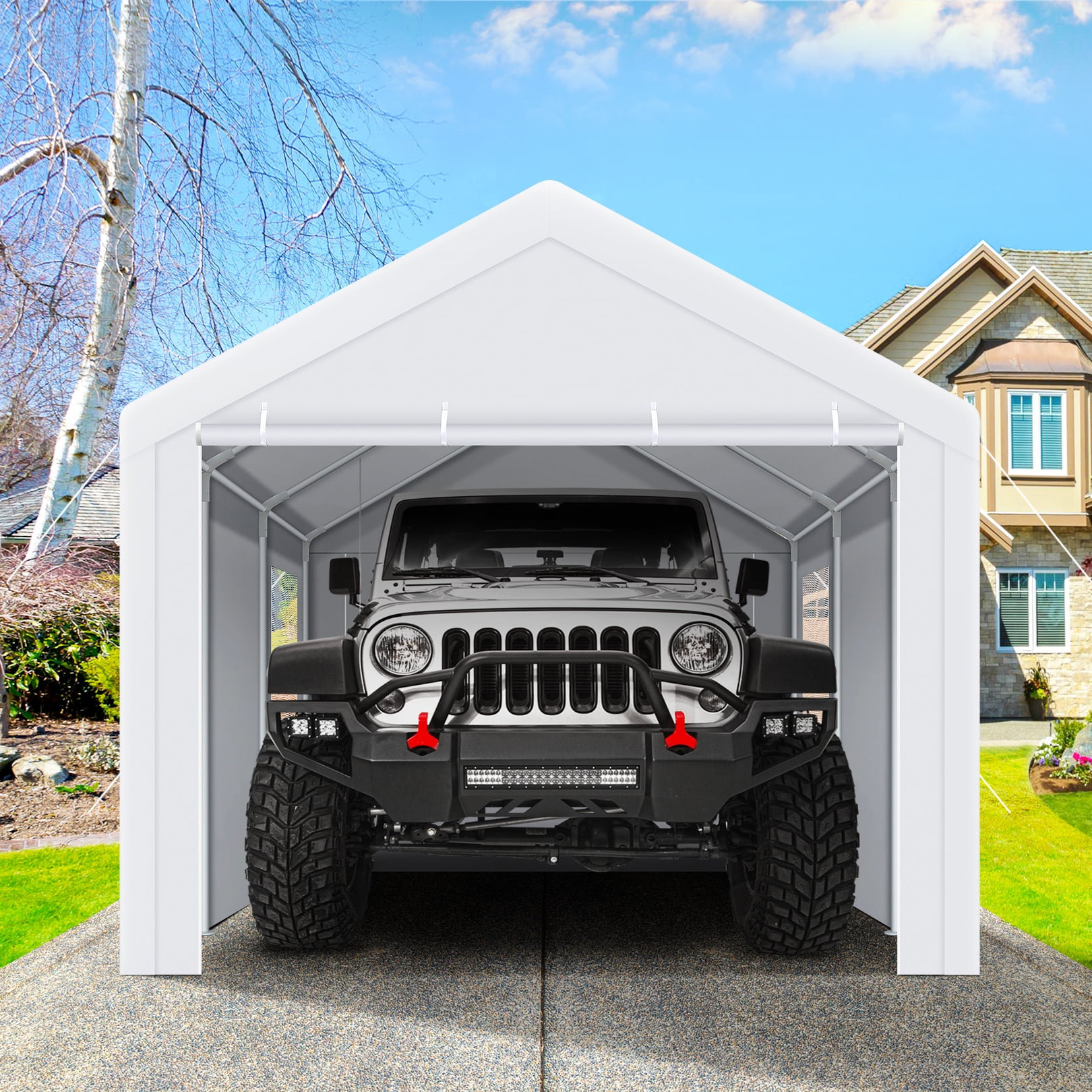 Cobizi 10'x20' Heavy Duty Portable Garage, Upgraded Car Canopy with ...