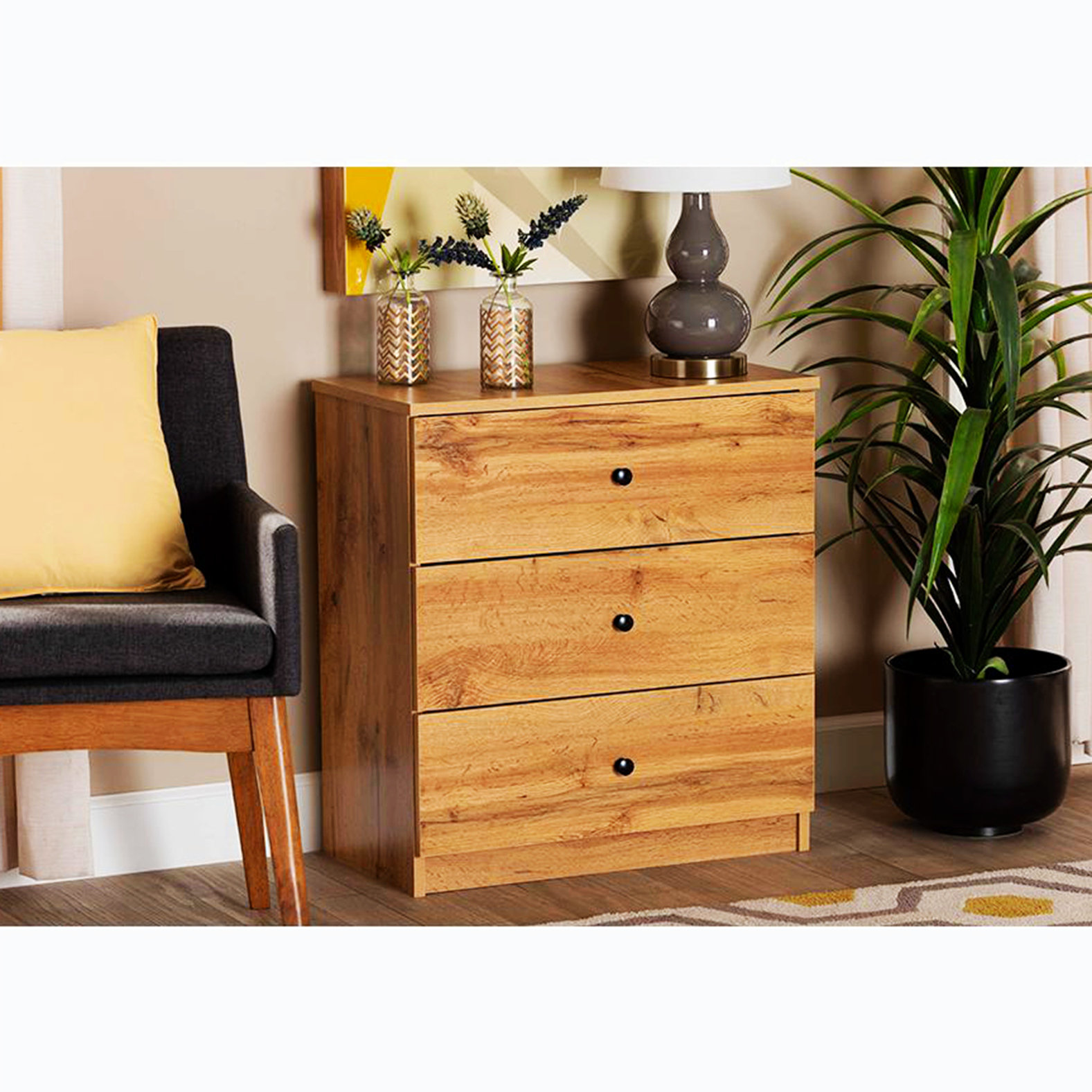 Millwood Pines Ayley Accent Chest With Three Drawer, Living Room ...