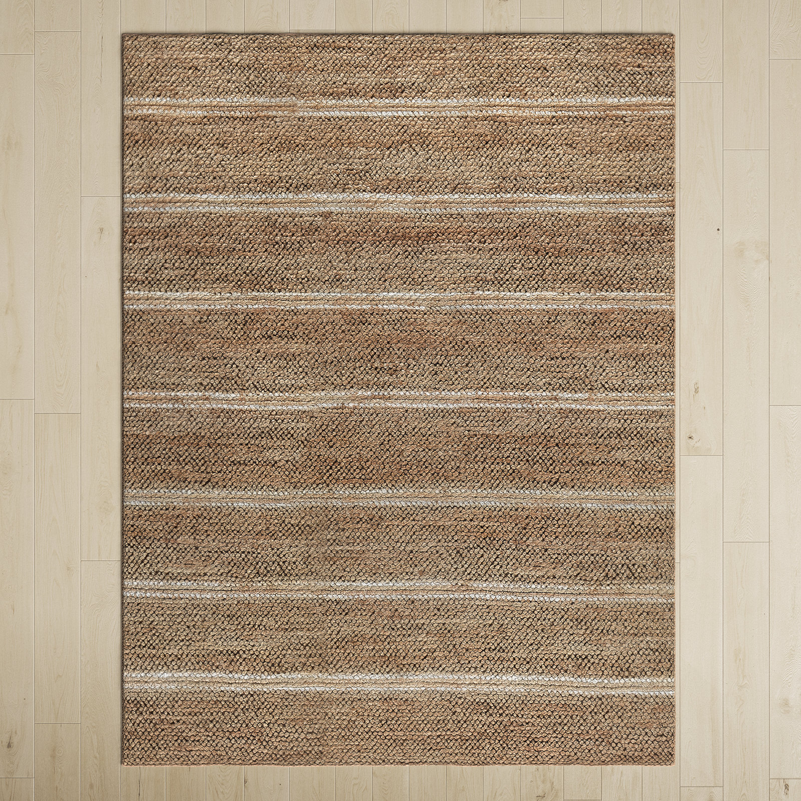 Birch Lane™ Beamond Striped Handwoven Jute Brown/Ivory Area Rug ...