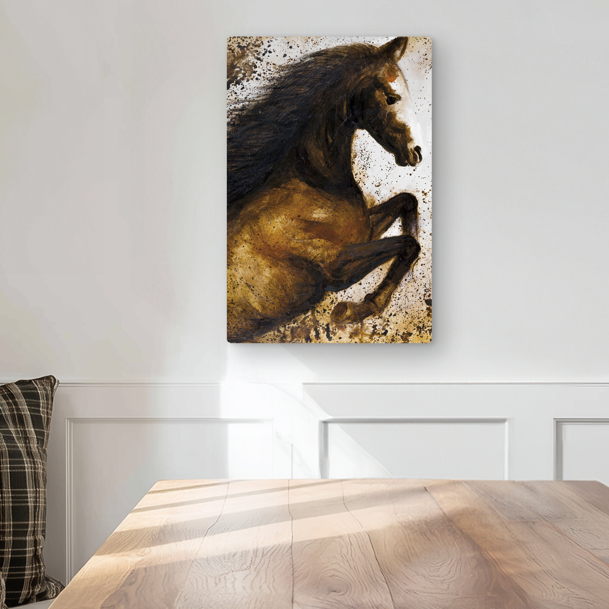 Lark Manor™ Horse Rushing into the Dust - Brown Metal Print | Home ...