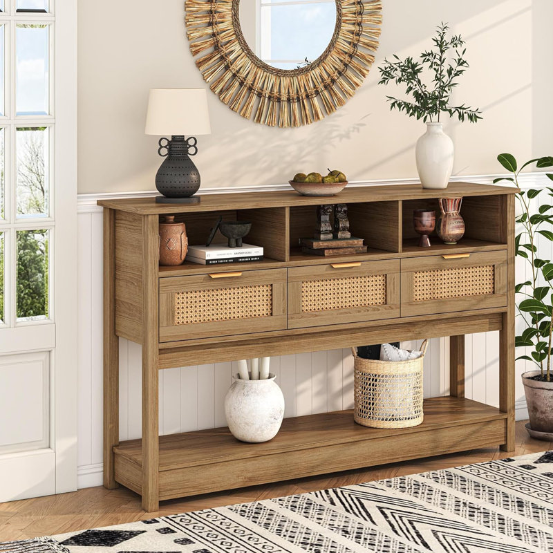 Bay Isle Home™ Wood Console Tables Open Storage Shelf For Living Room ...