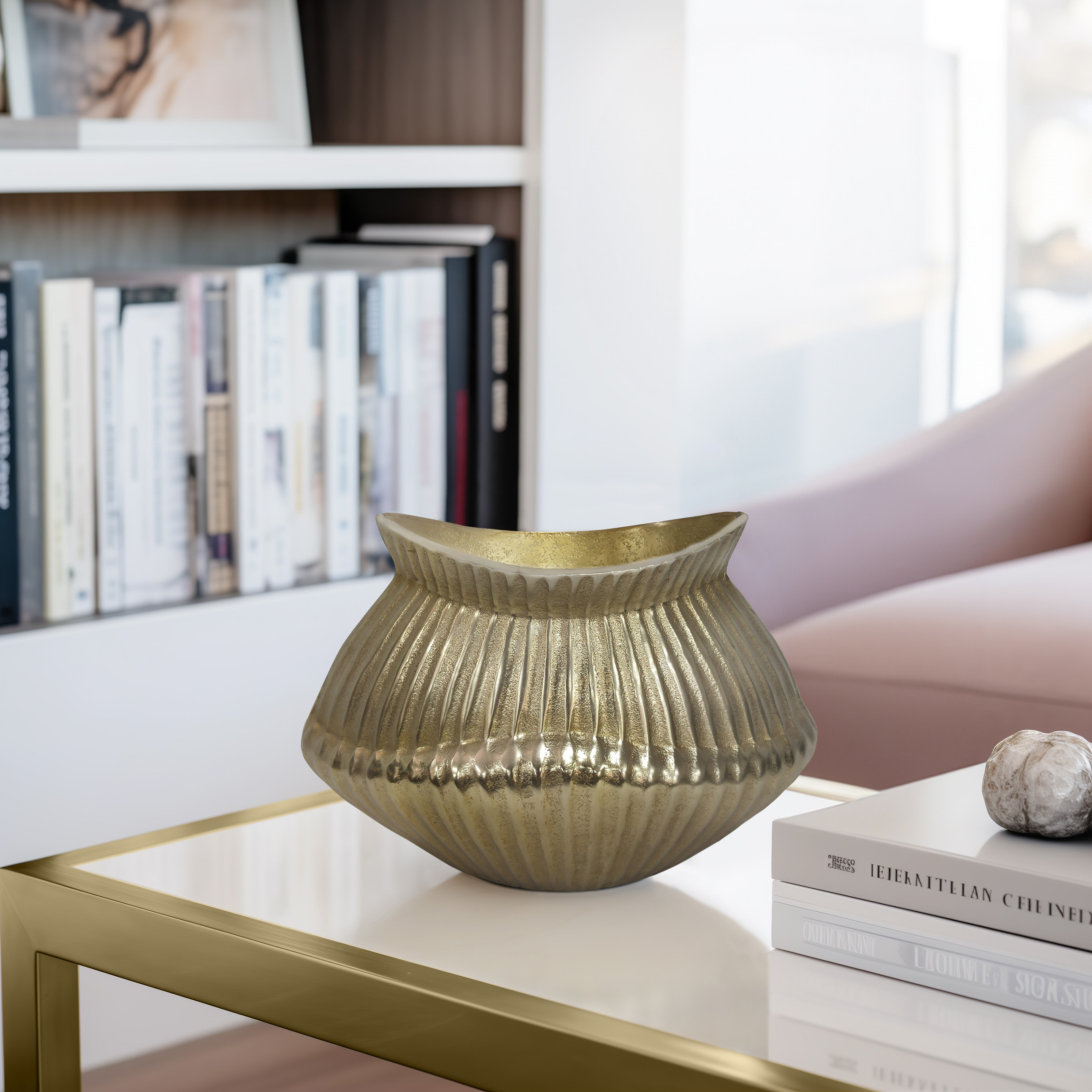 Mercer41 Balina Metal Boat Shaped Vase, Gold | Wayfair