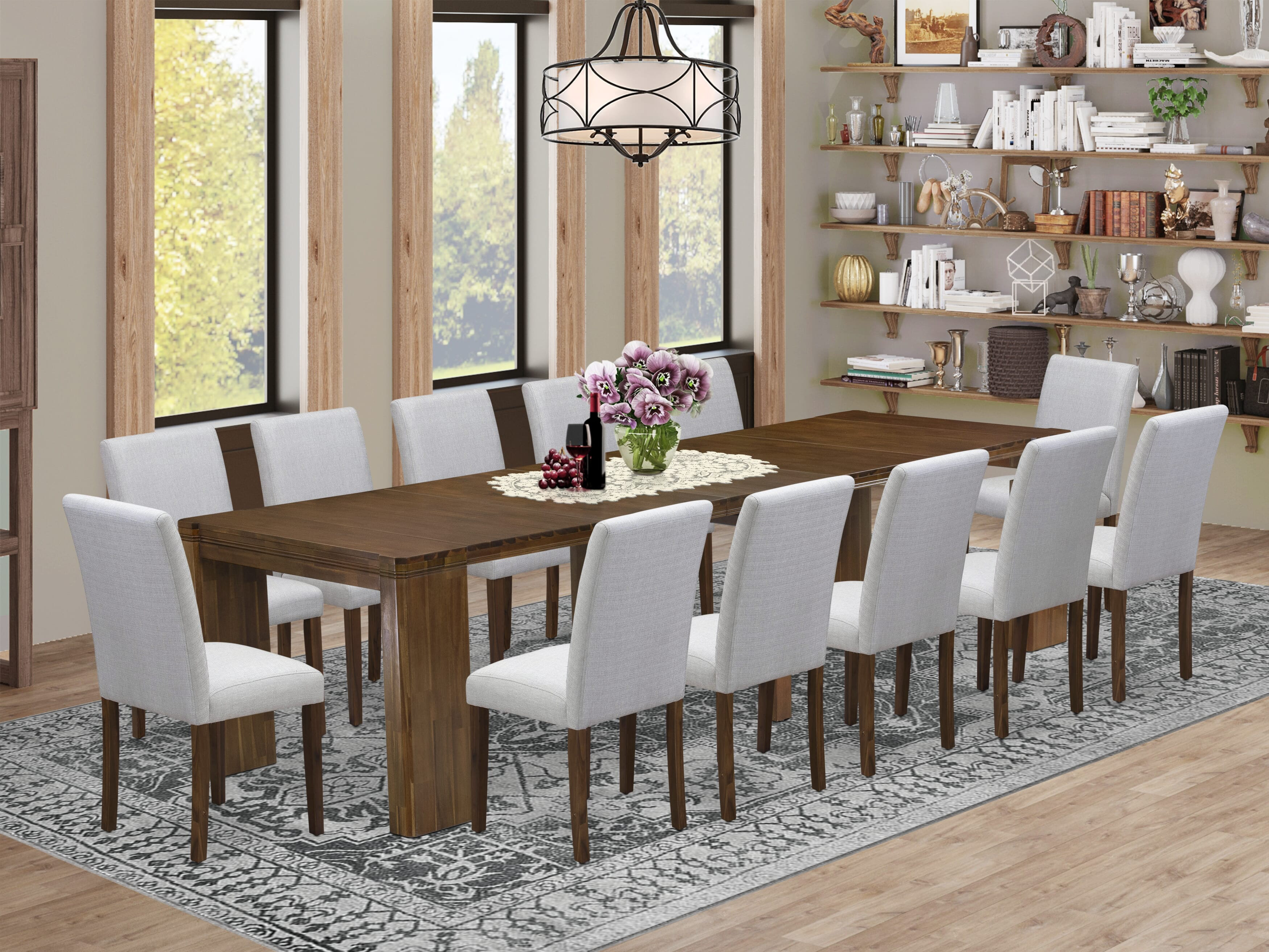 Luxe by East West Furniture 13 Pieces Extendable Dining Set Includes a ...