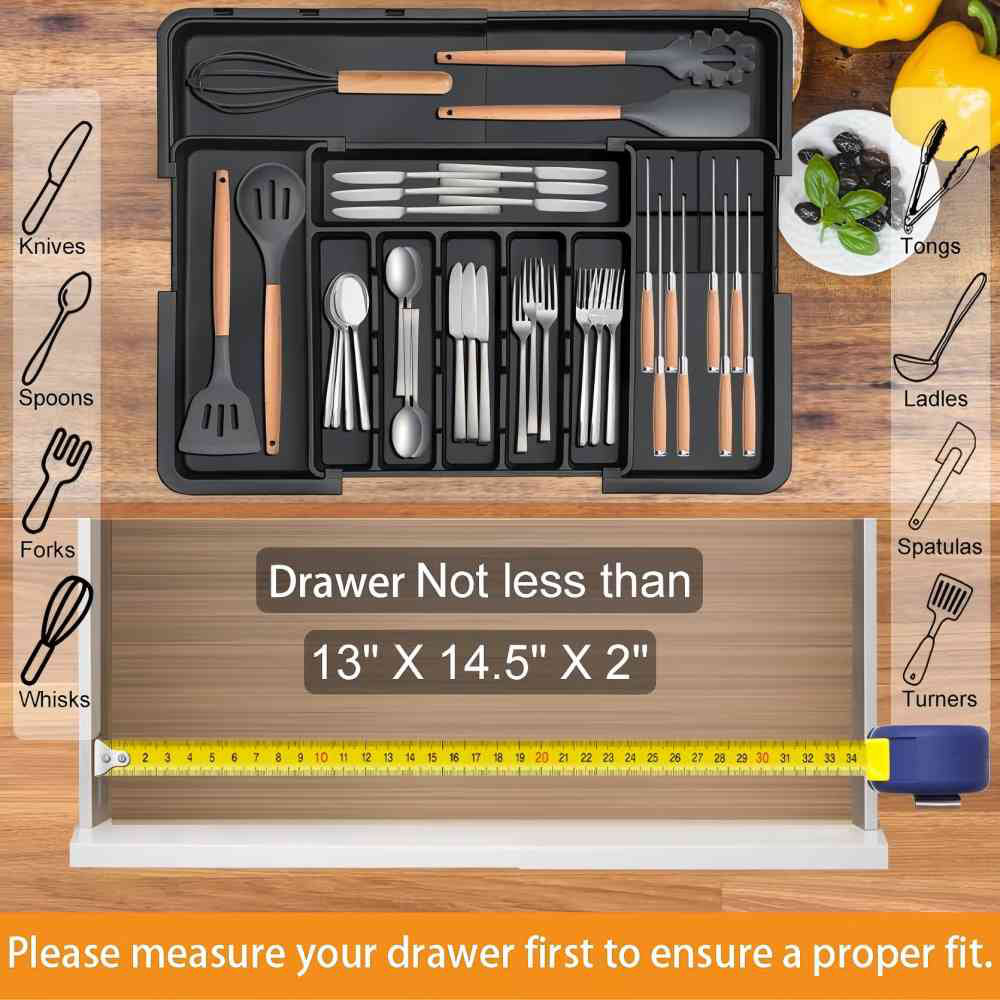 Rebrilliant Expandable Large Kitchen Cutlery Drawer Organizer Storage ...