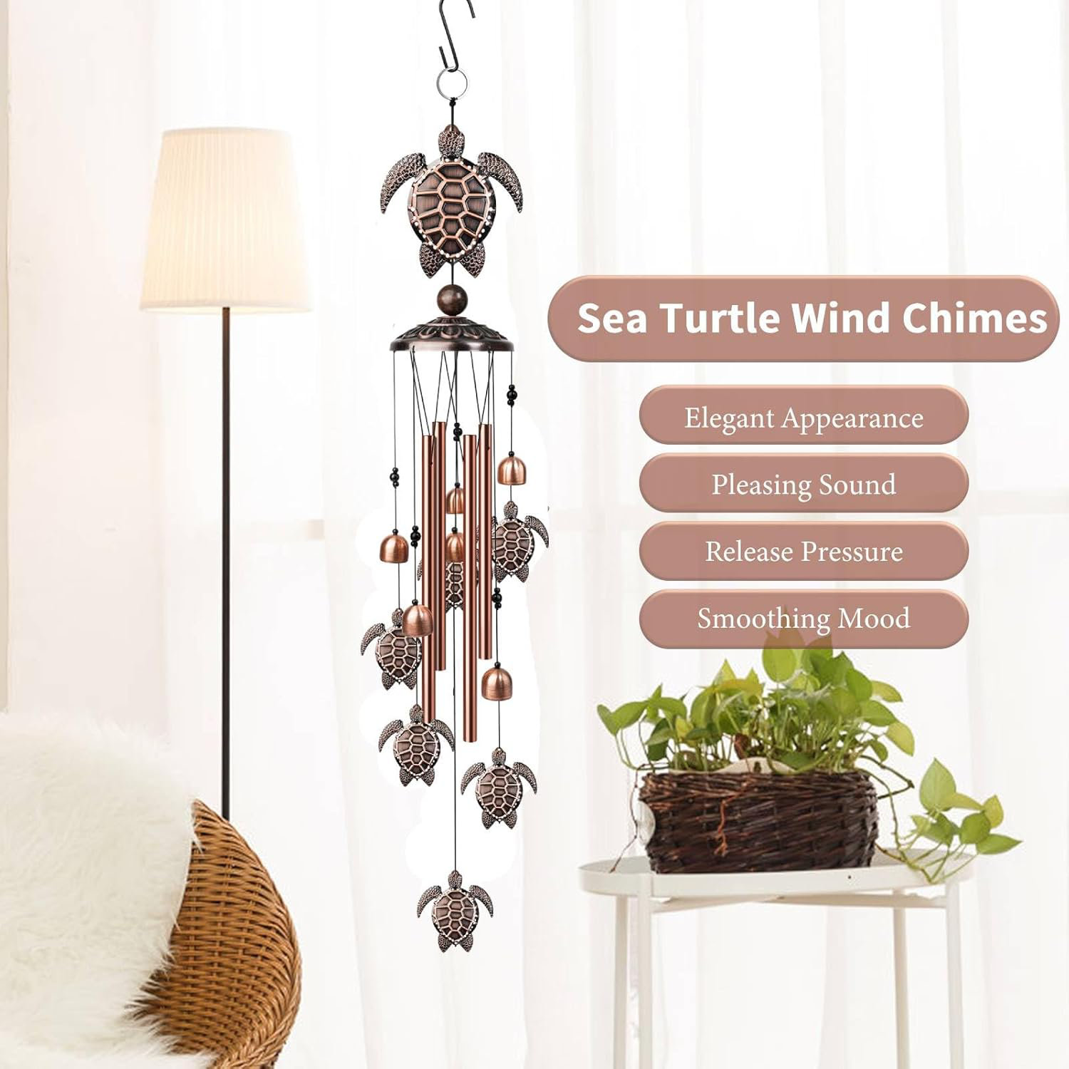 Arlmont & Co. Sea Turtle Wind Chimes For Outdoor Decor, Decorative ...