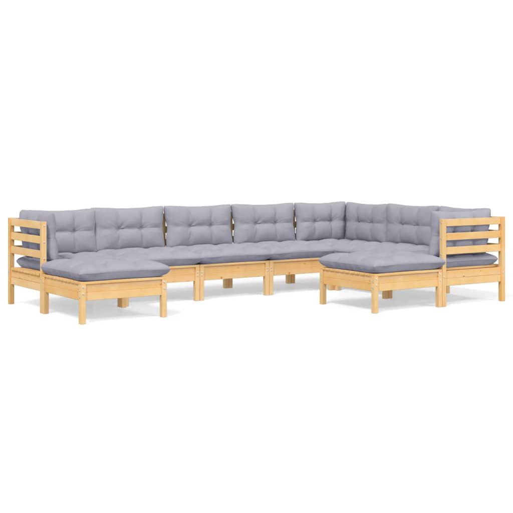 Rosecliff Heights Liola 9 Piece Patio Lounge Solid Pinewood Sectional ...