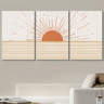 IDEA4WALL Mid-Century Ocean Sunrise Sunrays Horizon Framed On Canvas 3 ...