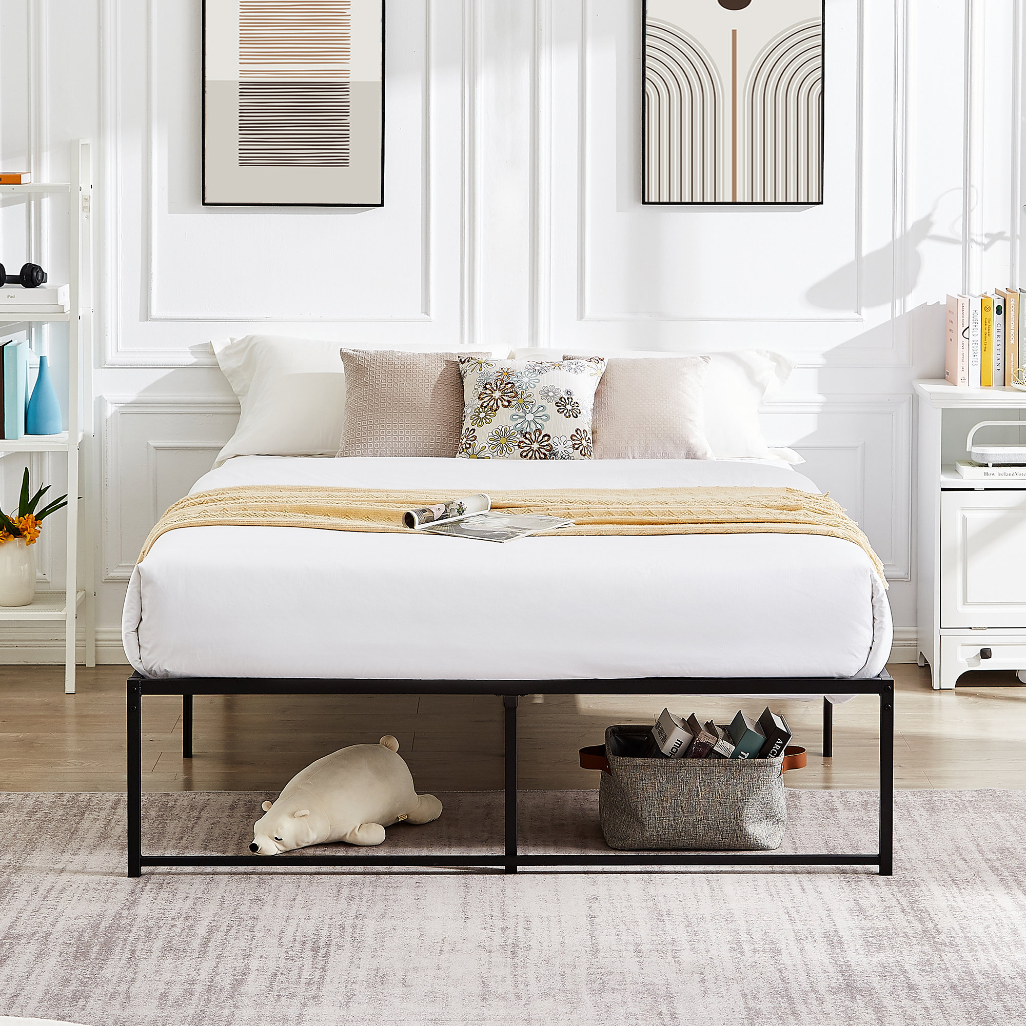 The Twillery Co. Mclea 16'' Tall Metal Platform Bed Frame Mattress ...