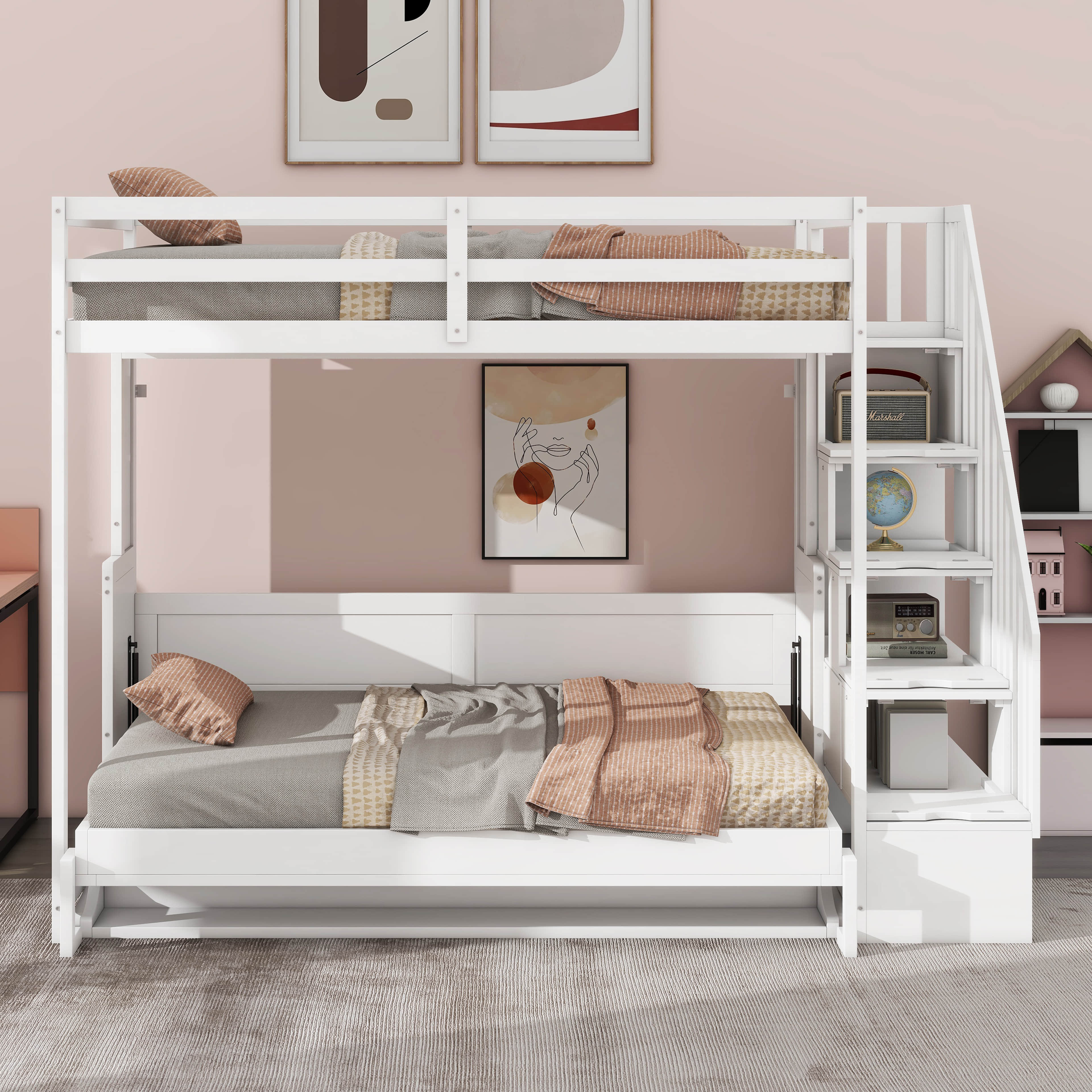 Hokku Designs Full Over Full Size Murphy Bed With Hydraulic Lift ...