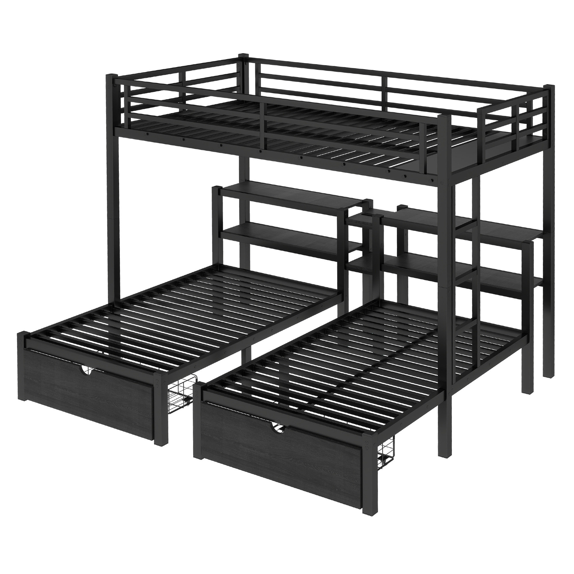Latitude Run® Metal Full Xl Over Twin & Twin Triple Bunk Bed With Storage & Usb - Wayfair Canada