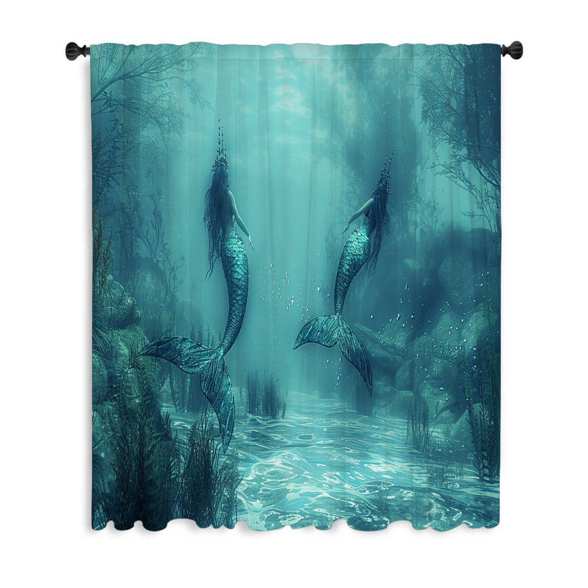 East Urban Home Mermaids Window Curtains, Mythical Creatures Blockout ...