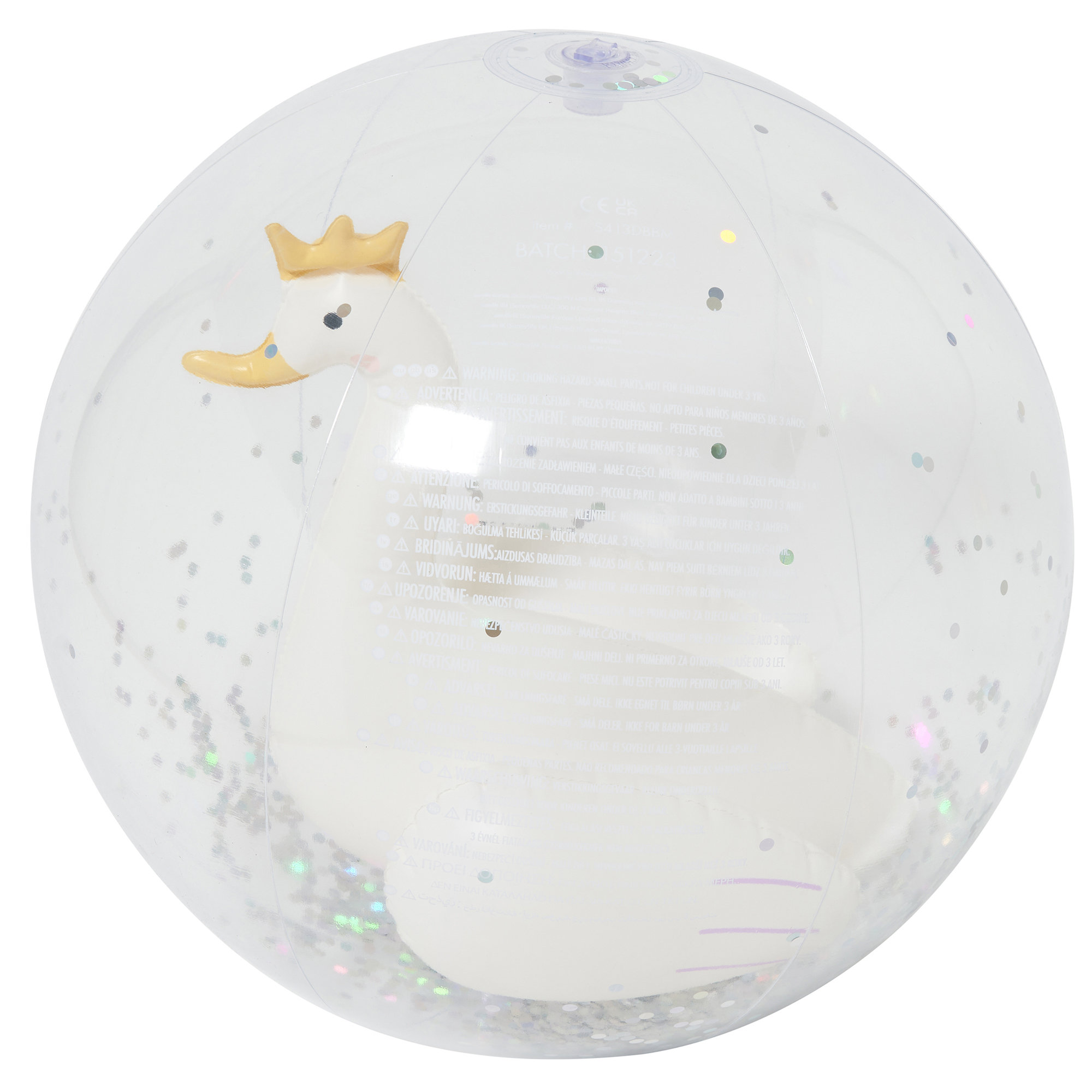 Sunnylife: 3D Inflatable Beach Ball - Princess Swan - 13.7" Clear Ball ...