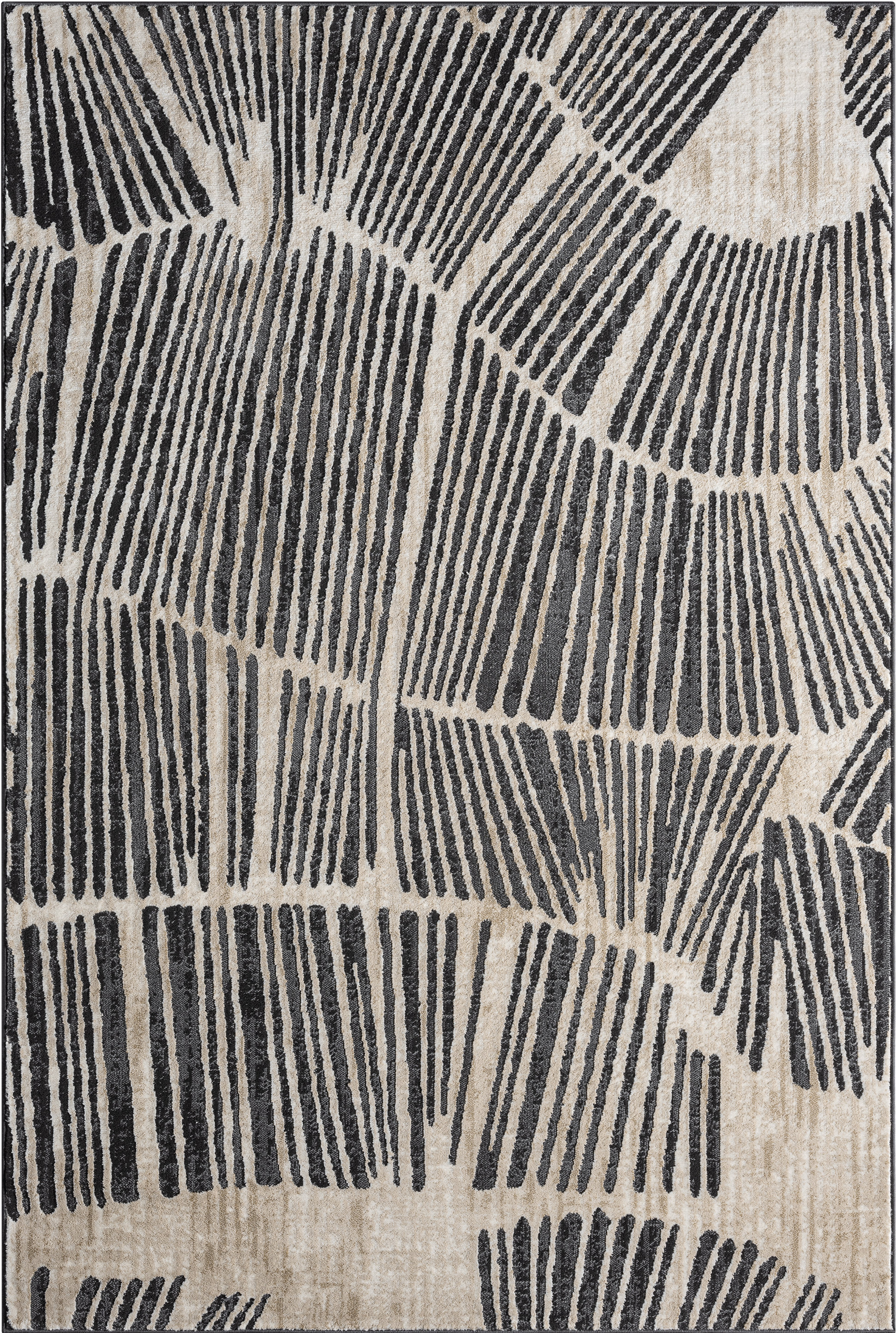 Wrought Studio™ Abani Rugs TER210A Beige Black Linear Wave Contemporary ...