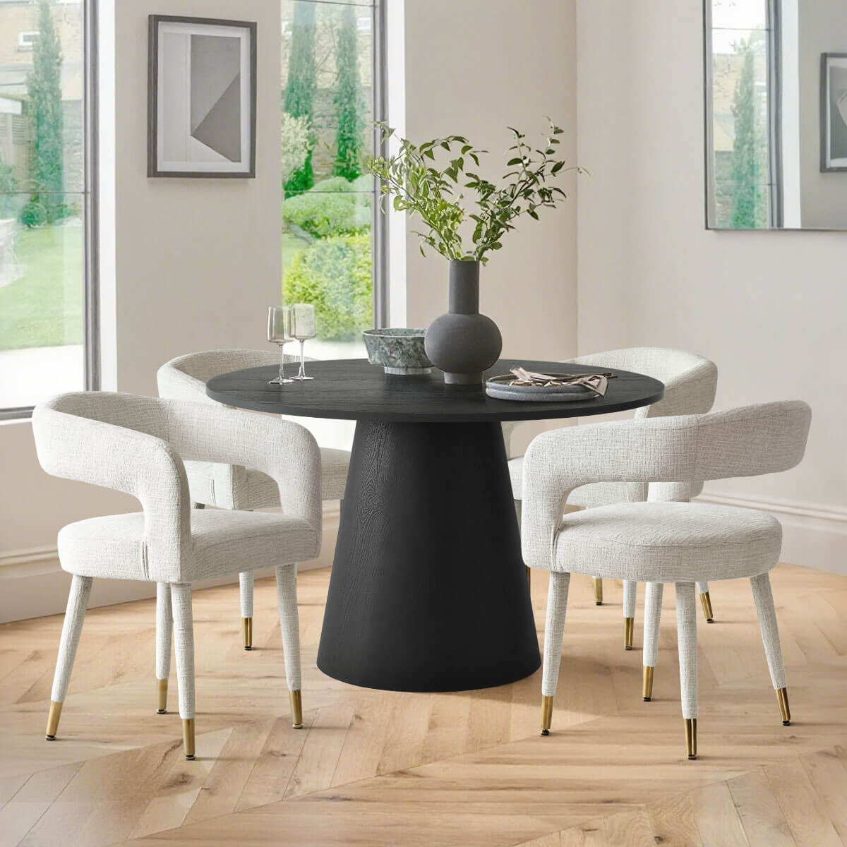 Everly Quinn Upholstered Dining Chairs With Open Back, Set Of 4 ...