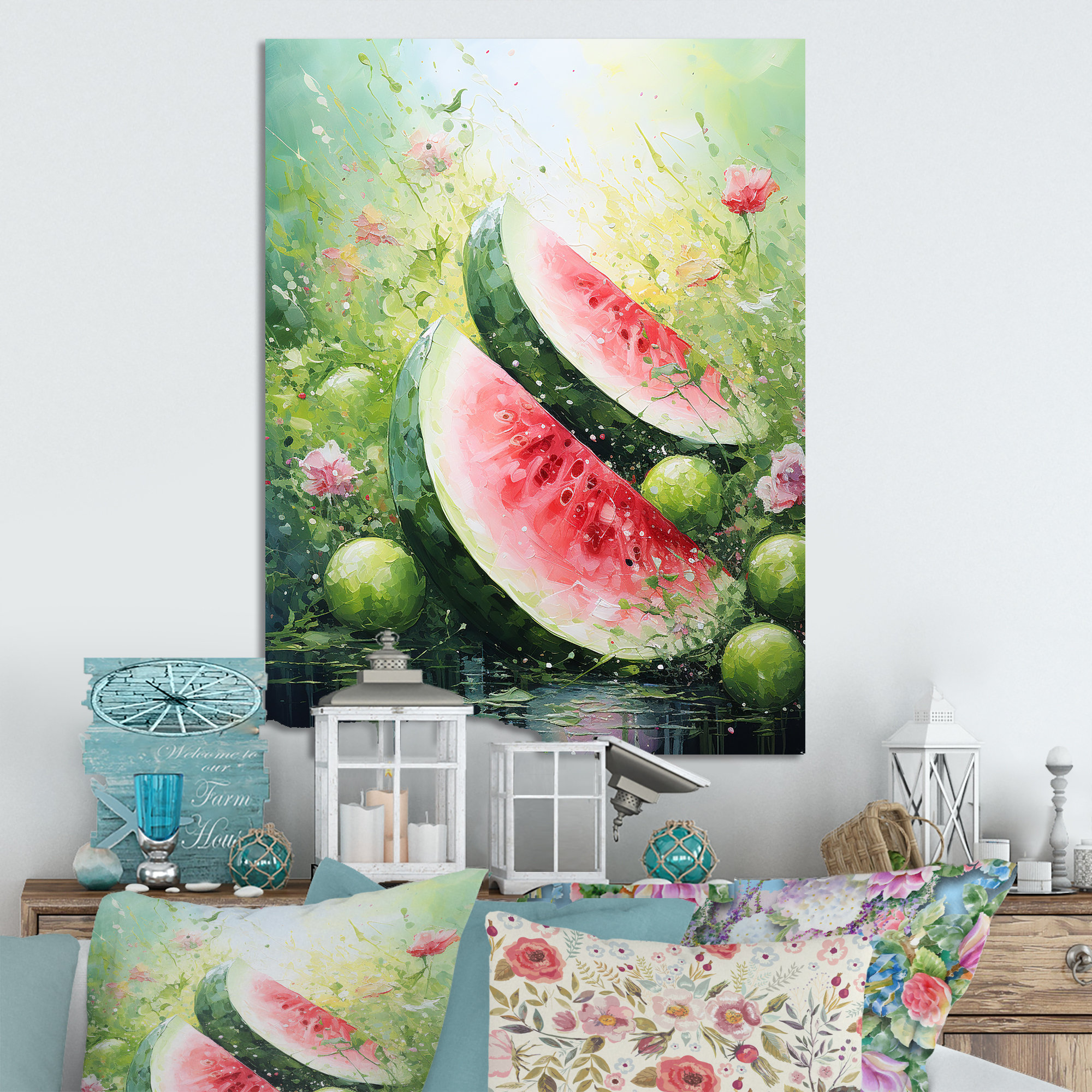 Winston Porter Green And Pink Brush Melon Bounty II - Melon Metal Wall ...