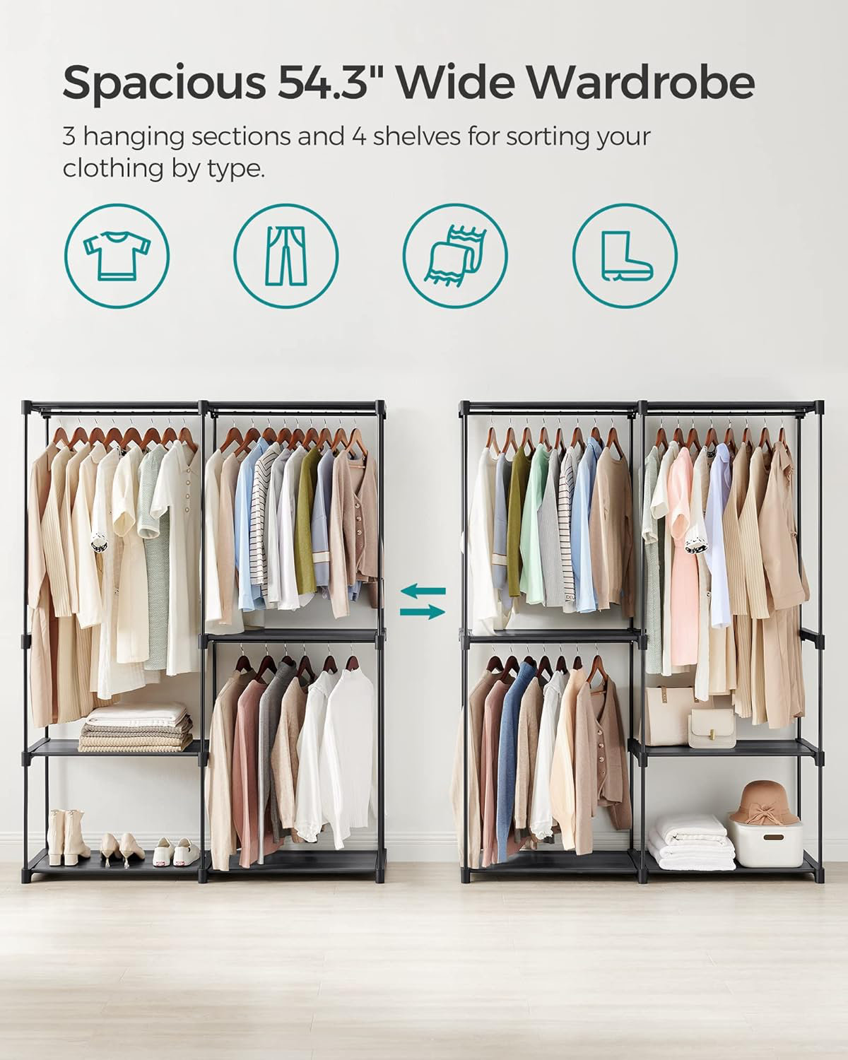 Ebern Designs Portable Closet, Freestanding Closet Organizer, Clothes ...