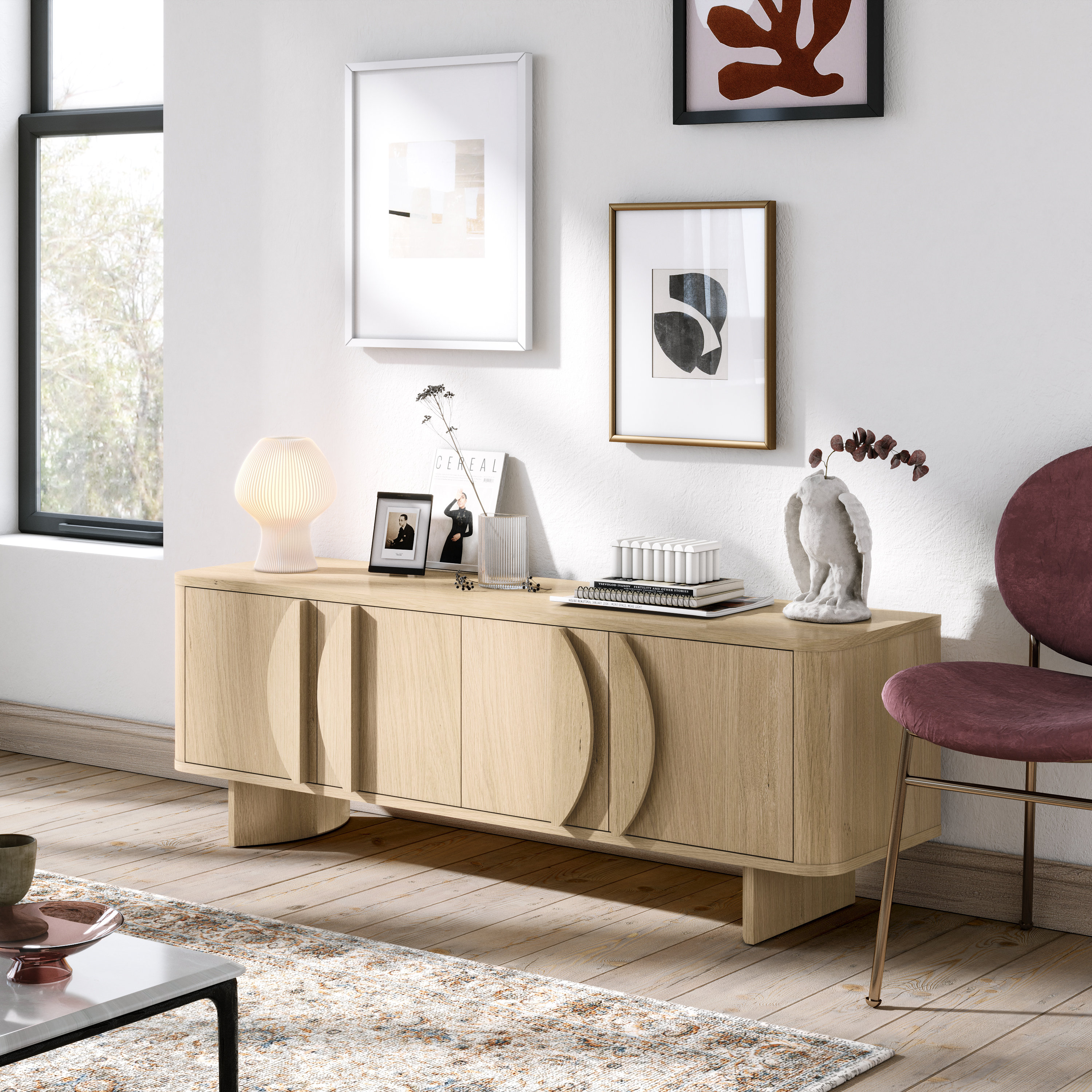 Latitude Run® Natural Oak 61 Inch Tv Media Stand - Wayfair Canada