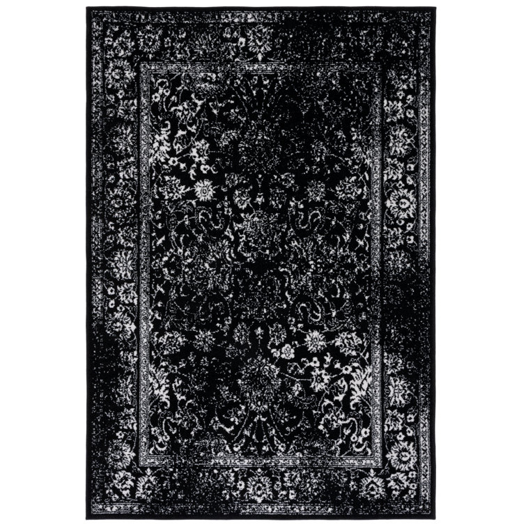 Rosalind Wheeler Ellarene Adirondack Blossom Vine Area Rug In Black ...
