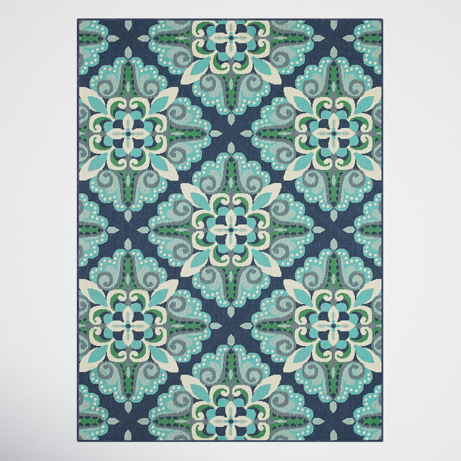 Lark Manor Tapis d'intérieur / extérieur à motif floral bleu / turquoise / vert / blanc Deltana ...