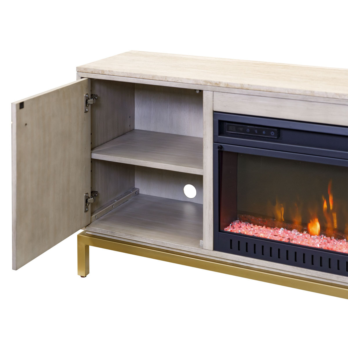 Everly Quinn Ealey Contemporary Fireplace Console, Entertainment ...