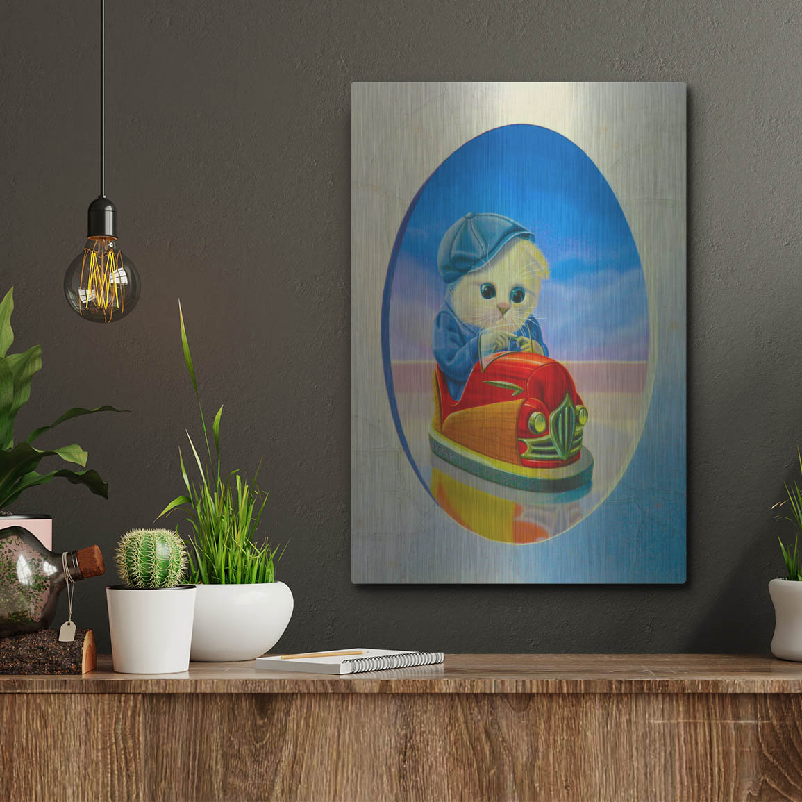 Trinx The Cat With The Bumper Car' by Valery Vecu Quitard, Metal Wall ...