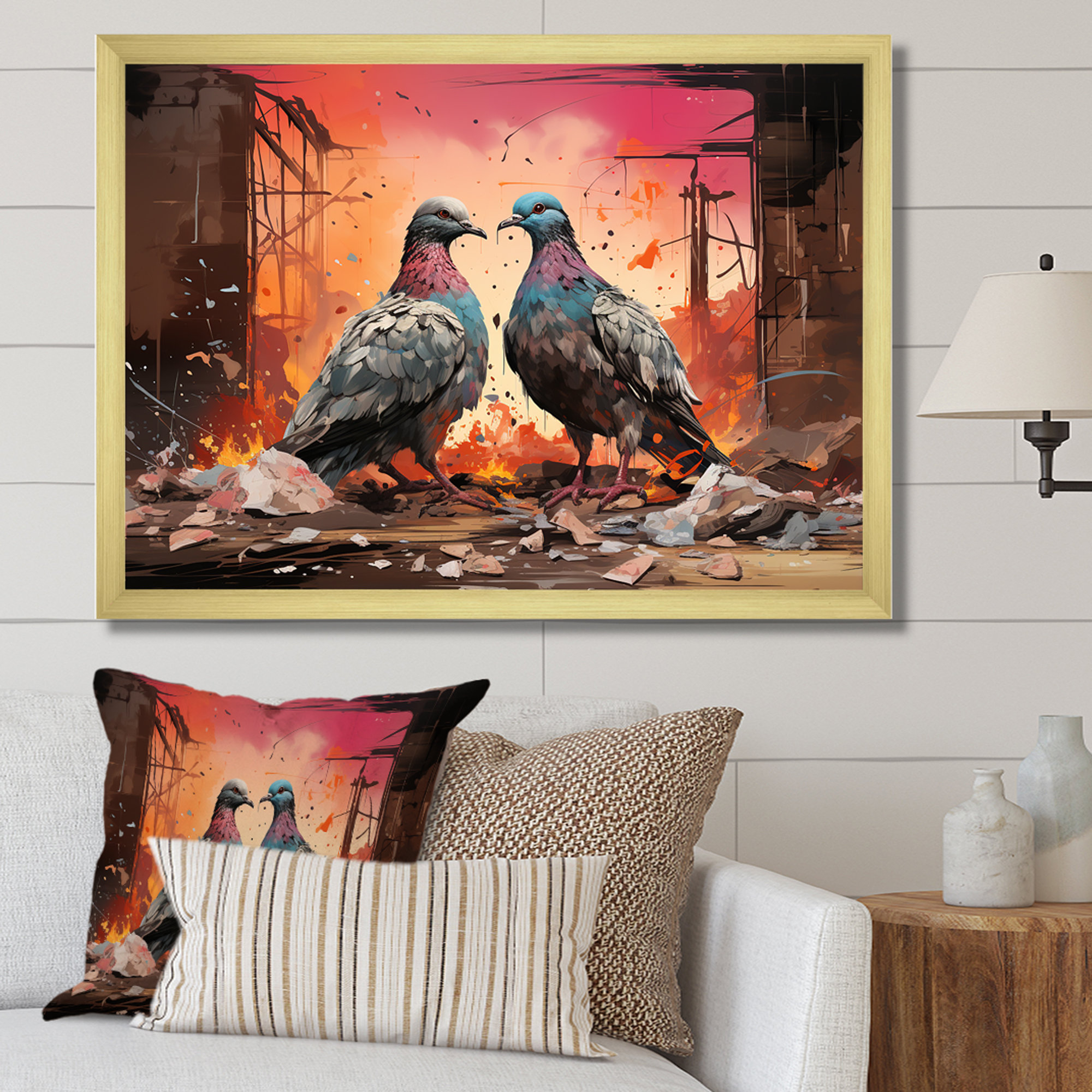 Red Barrel Studio® Grey And Pink Pigeons Serenade I - Pigeon Animal ...