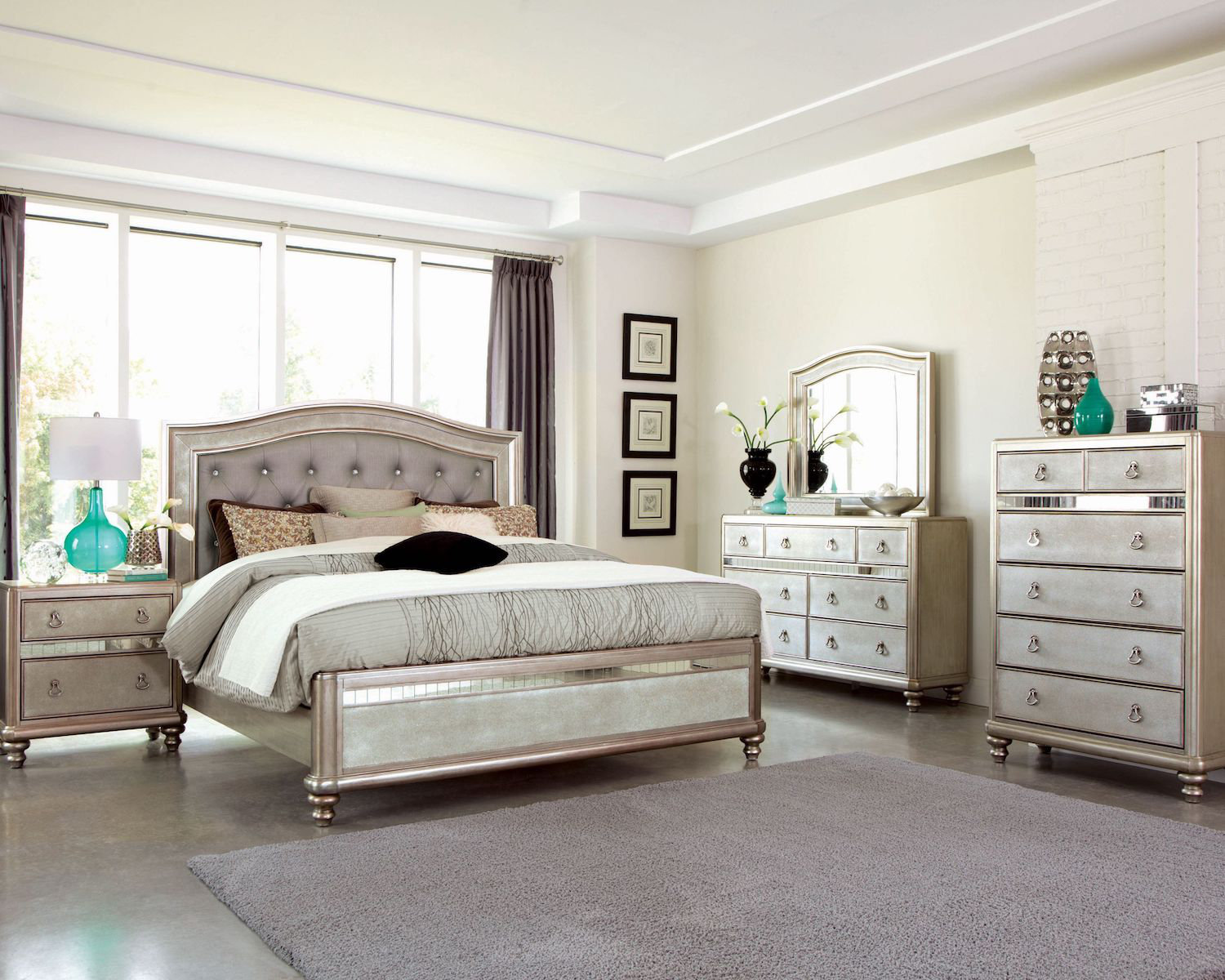 House of Hampton® Gittle Upholstered Standard 5 Piece Bedroom Set | Wayfair