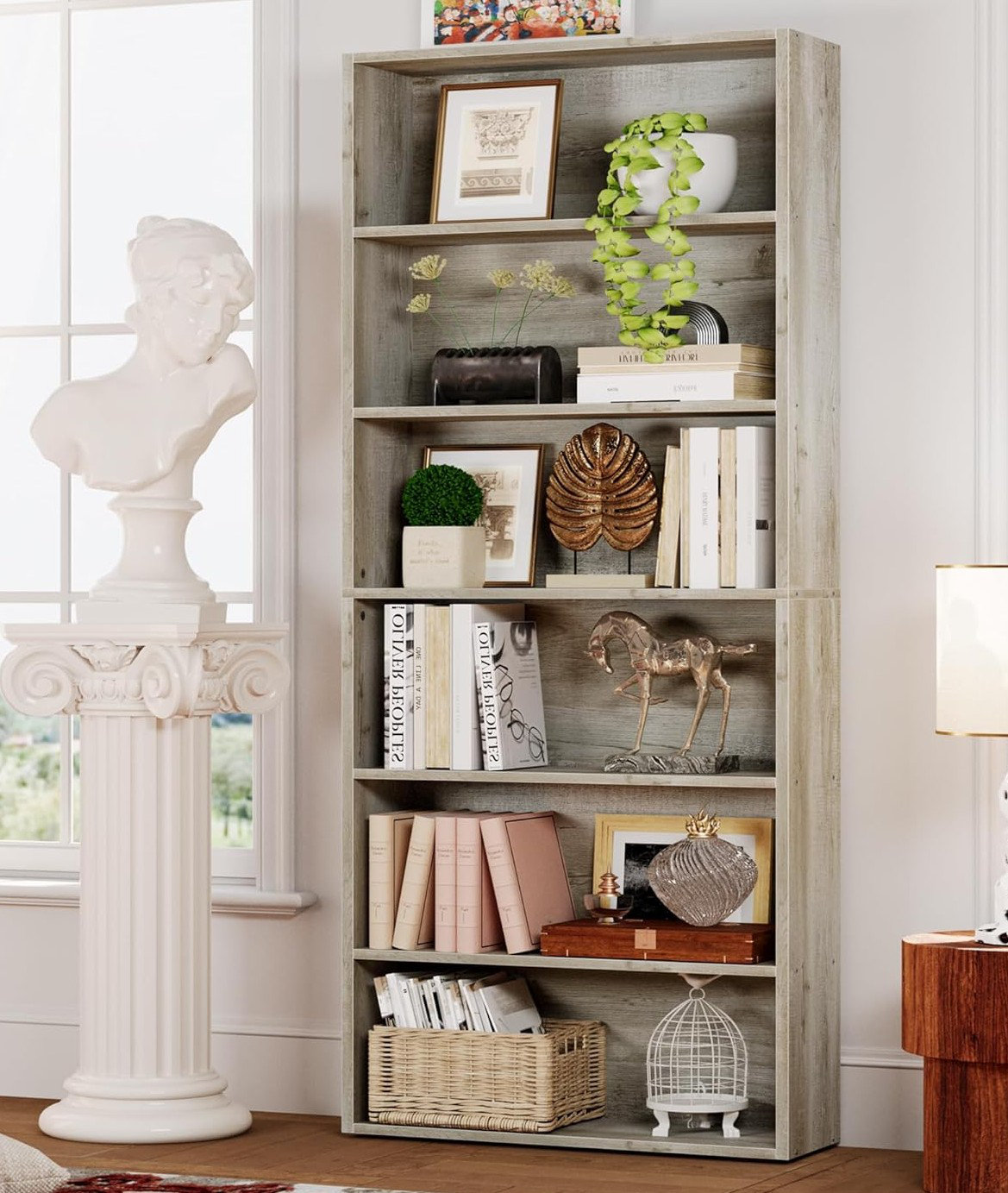 Gracie Oaks The Bookshelves and Bookcases Floor Standing 6 Tiers ...