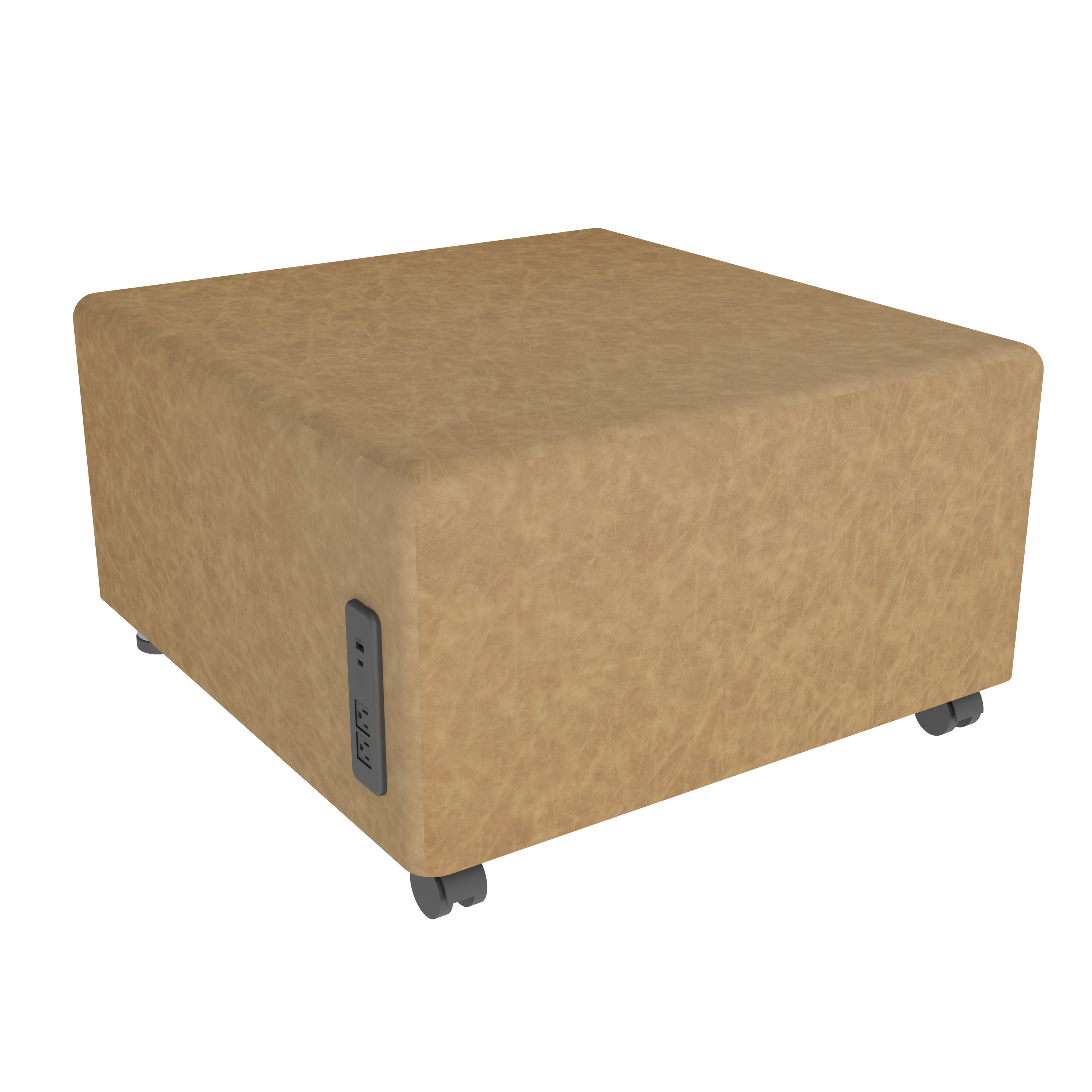 Factory Direct Partners Pro Series Rustic Upholstered Square Mobile Ottoman with Tech Panel ...