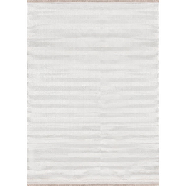 Ebern Designs Millwright No Pattern Machine Woven White Area Rug ...