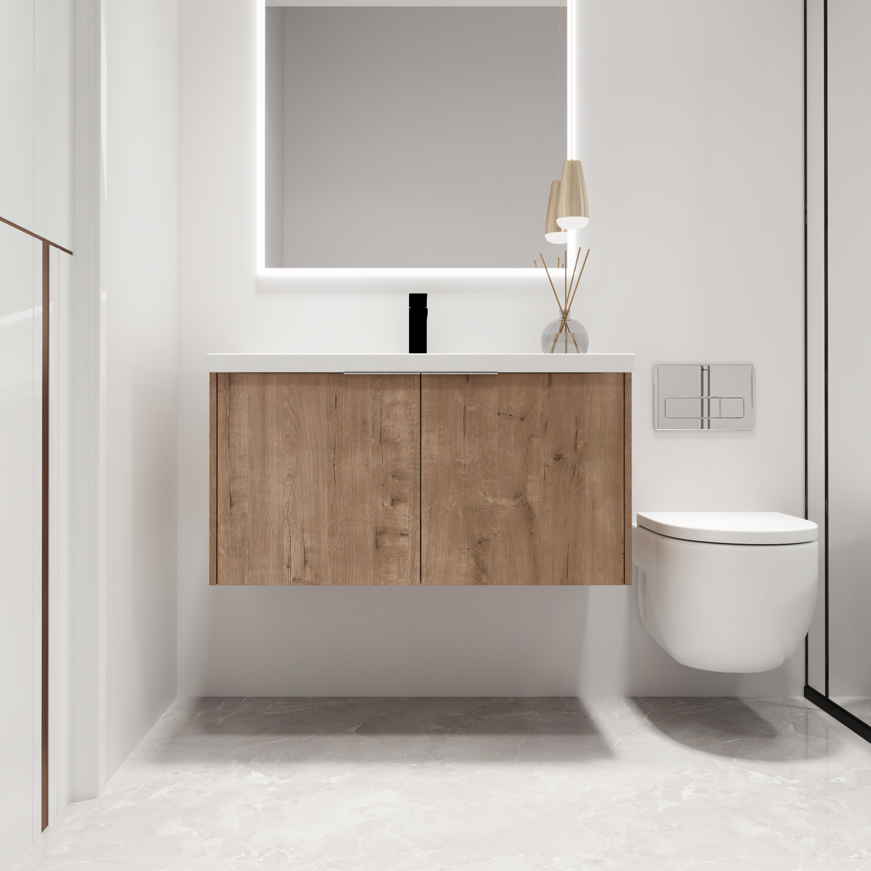 Latitude Run® Rowlee 36" Single Sink Wall Mounted Bathroom Vanity ...