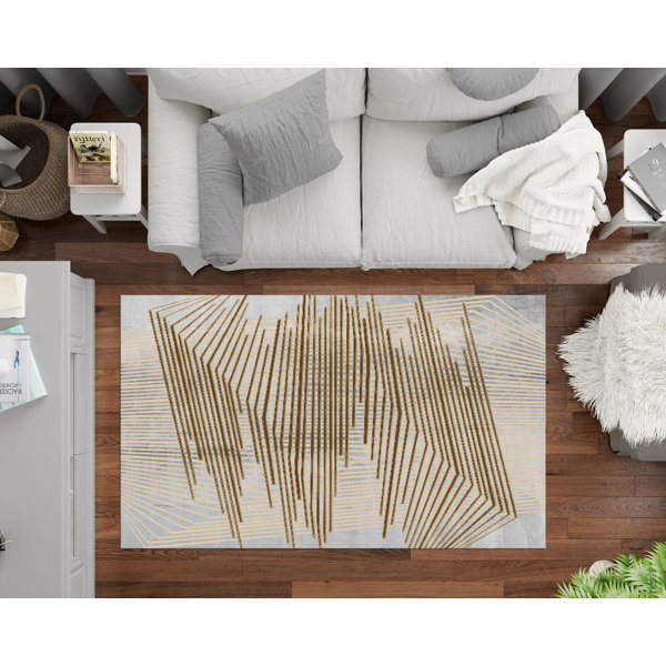 Ivy Bronx Averykate Flatweave Gold/Light Grey Rug | Wayfair.co.uk