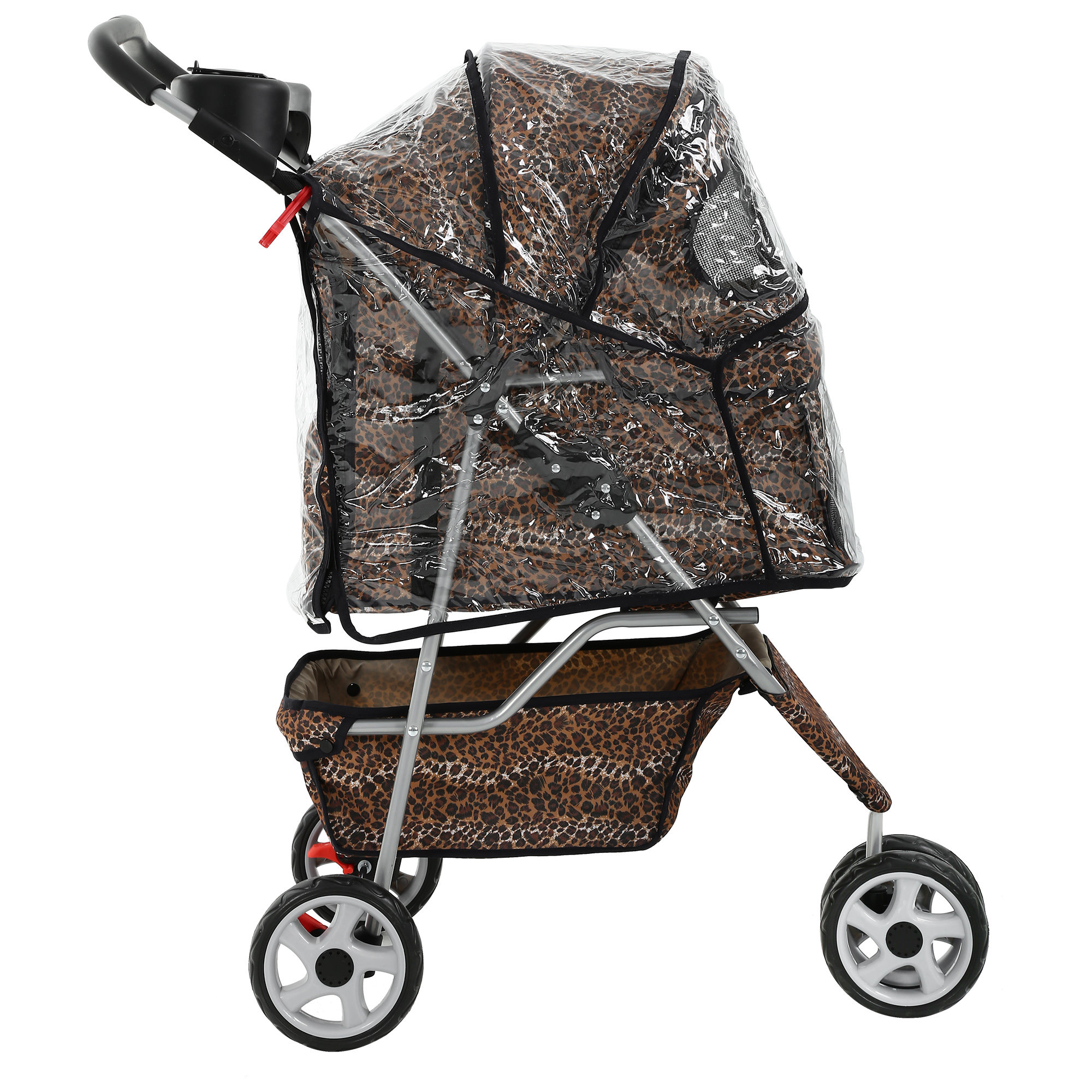 BestPet Pet Stroller Dog Cat Cage Stroller 4 Wheels W/Raincover,Leopard ...
