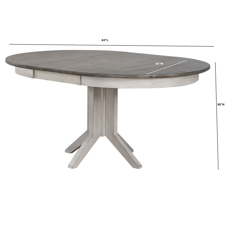 Ophelia & Co. Hermelindo White and Grey Round Extendable Dining Table ...