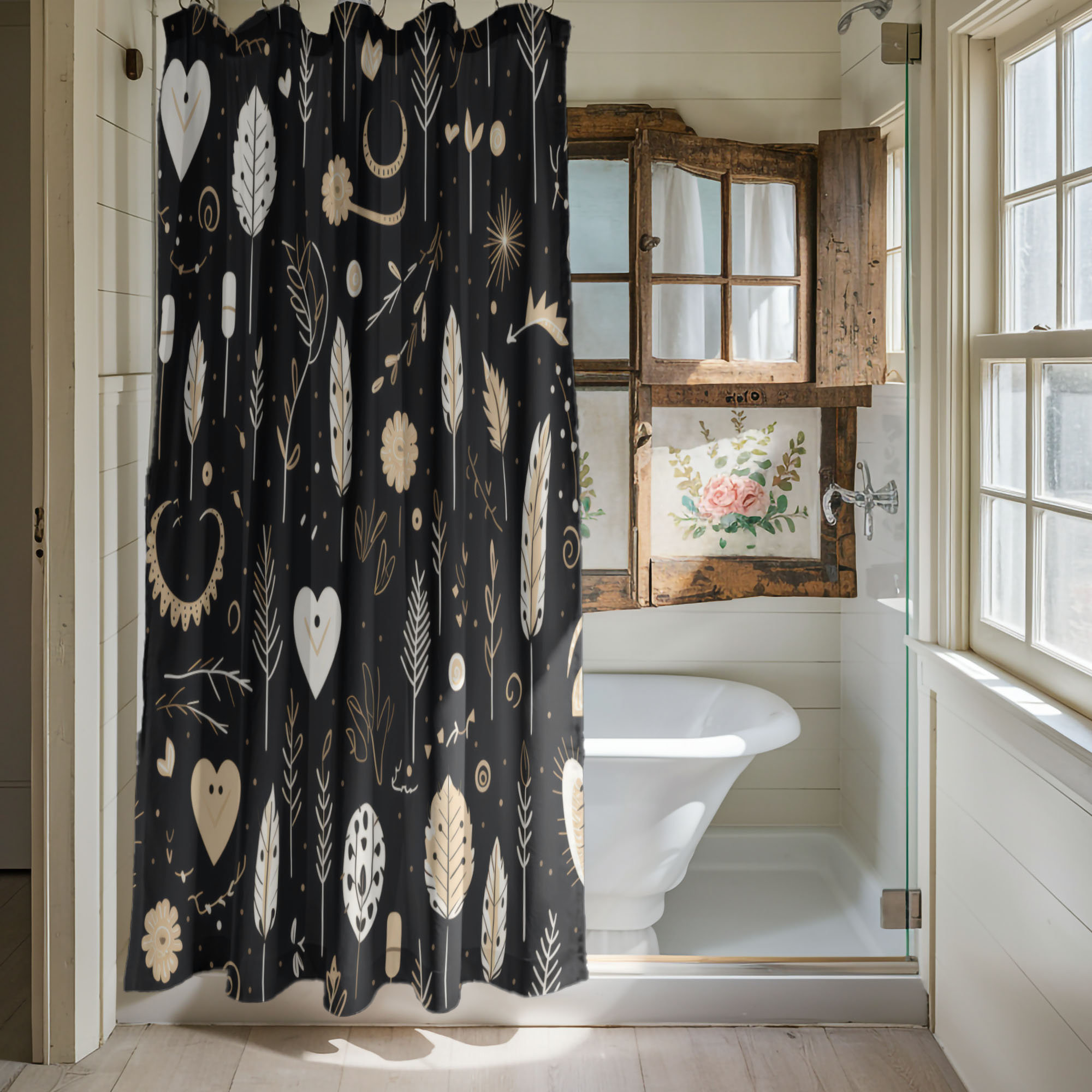 East Urban Home Boho Heartstrings - Premium Shower Curtain | Wayfair