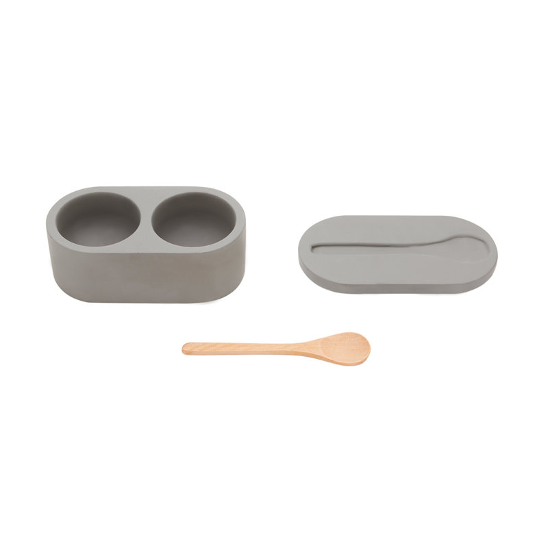Fox Run Brands Brands Cement Double Salt Cellar with Spoon, Dual ...