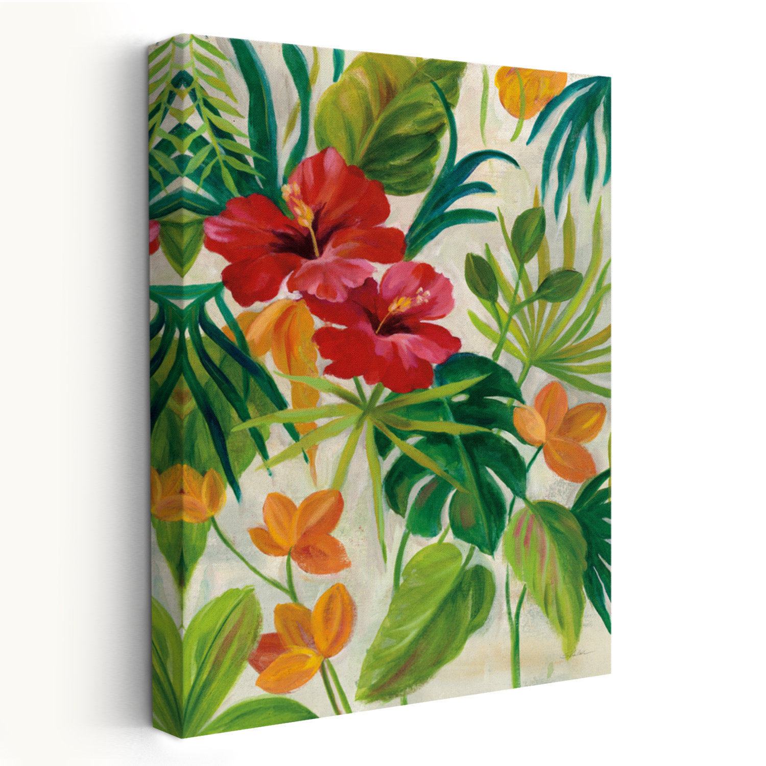 Red Barrel Studio® Tropical Jewels II V2 - Floral Flowers Frond Gray ...