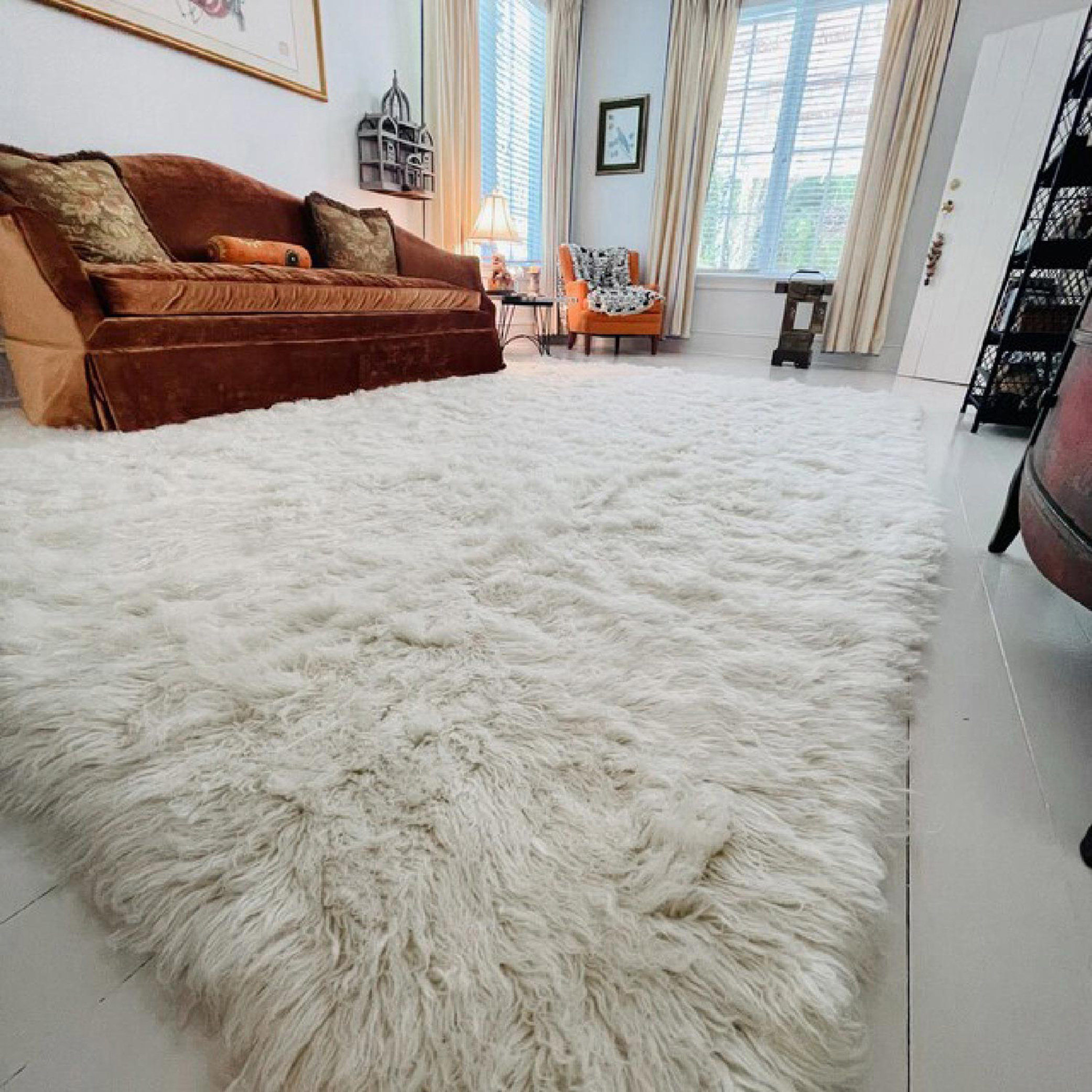 Mercer41 Stylish Greek Flokati Rug. Long 3.5” wool pile. Natural wool ...
