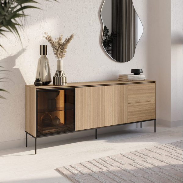 Latitude Run Expansive Oak Linear Display Sideboard W201cm - Modern ...