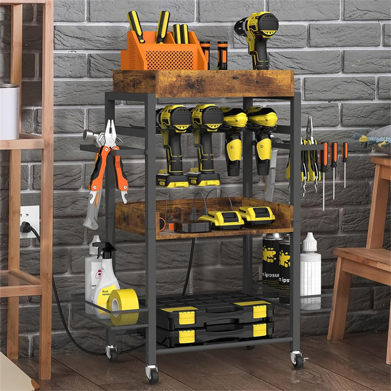 Borough Wharf 88cm H X 62cm W Garage Tools Storage Cart | Wayfair.co.uk