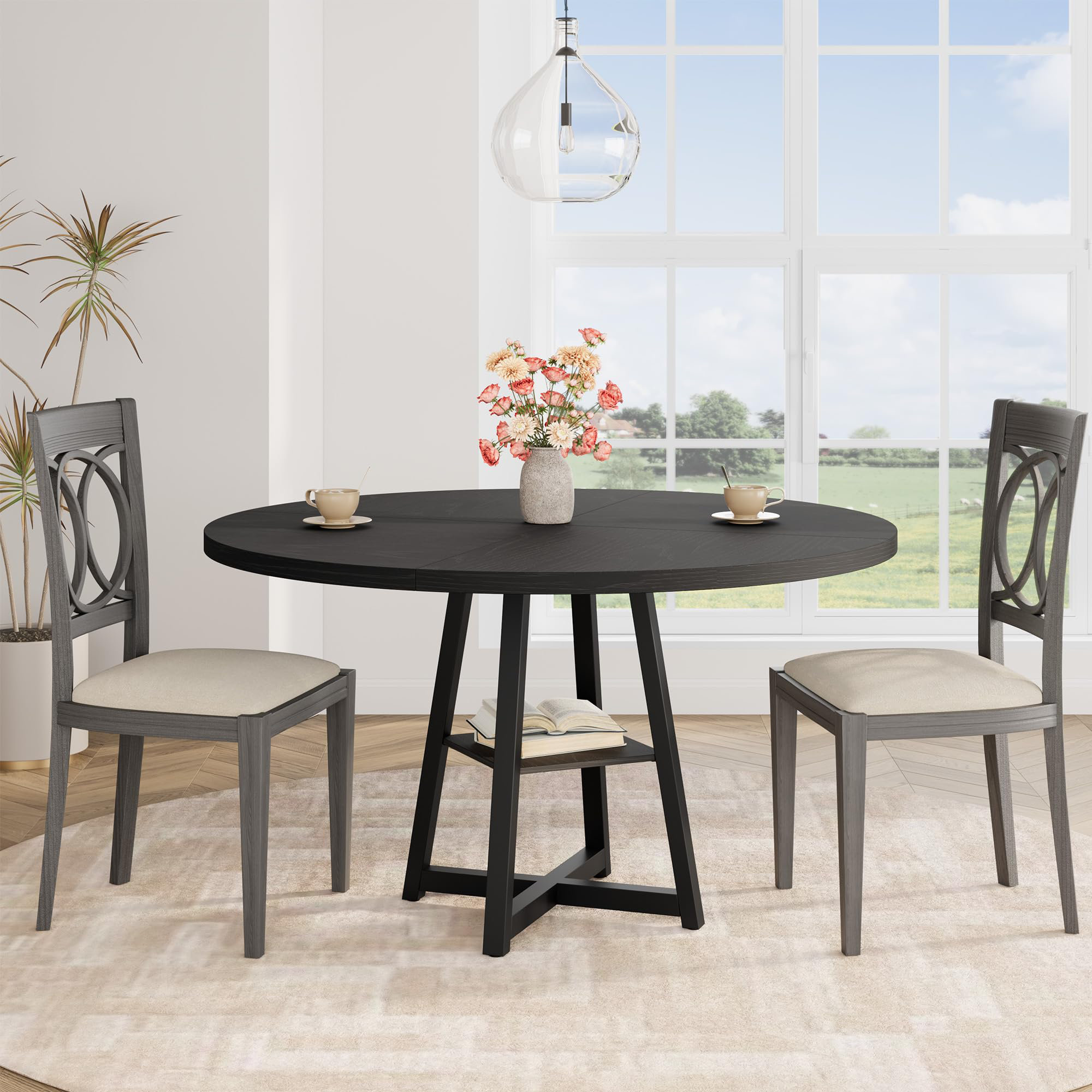 Trent Austin Design® Round Dining Table, 47.2" Industrial Circle ...