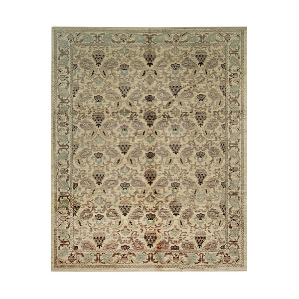 Eastern Rugs Wool Floral Area Rug in Ivory | Perigold