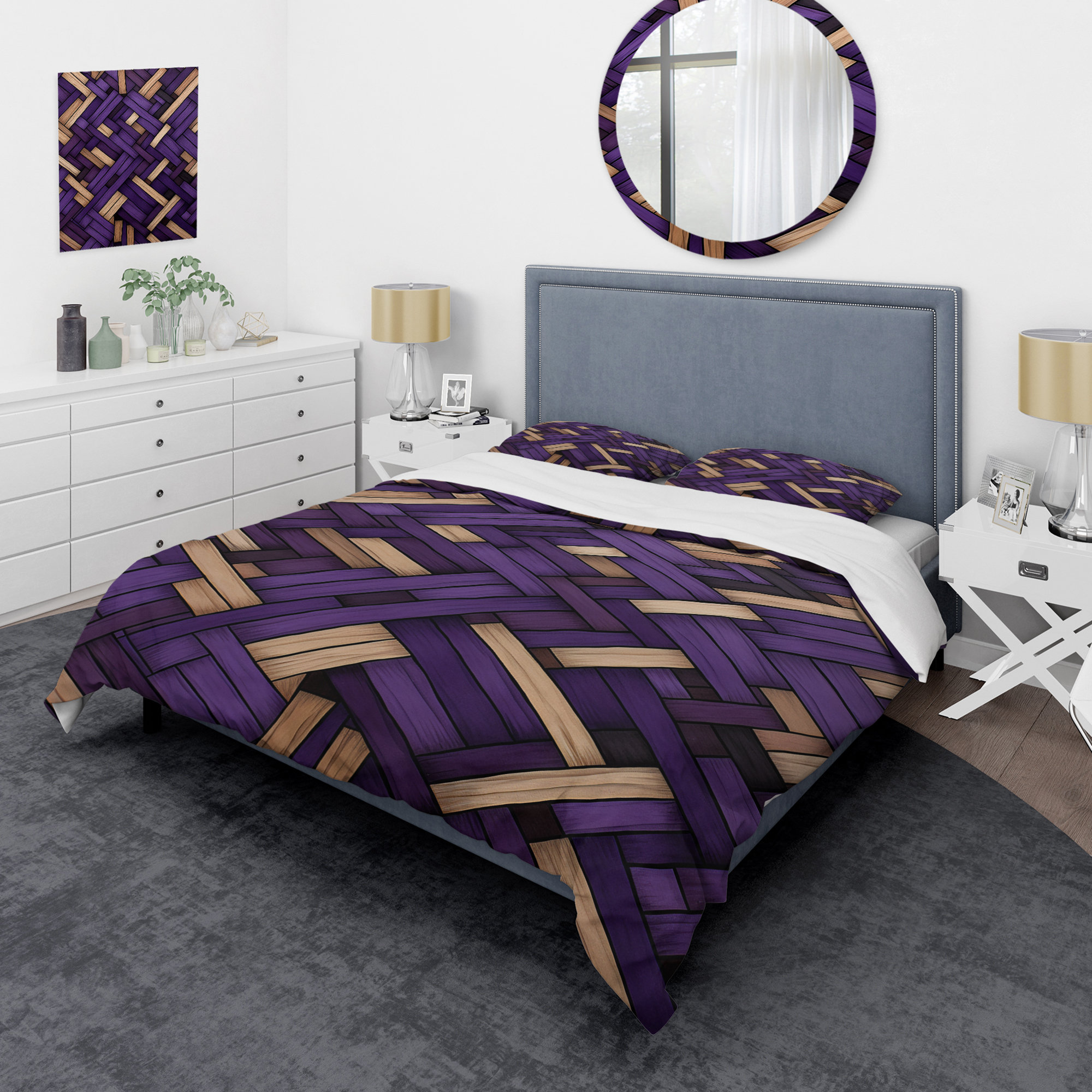 Design Art Purple And Beige Cubism Abstract Geometric - Abstract ...