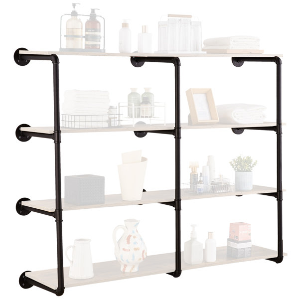 VEVOR Industrial Pipe Shelf 4 Tier 3PCS 11.8in W Wall-Mount Planks NOT ...